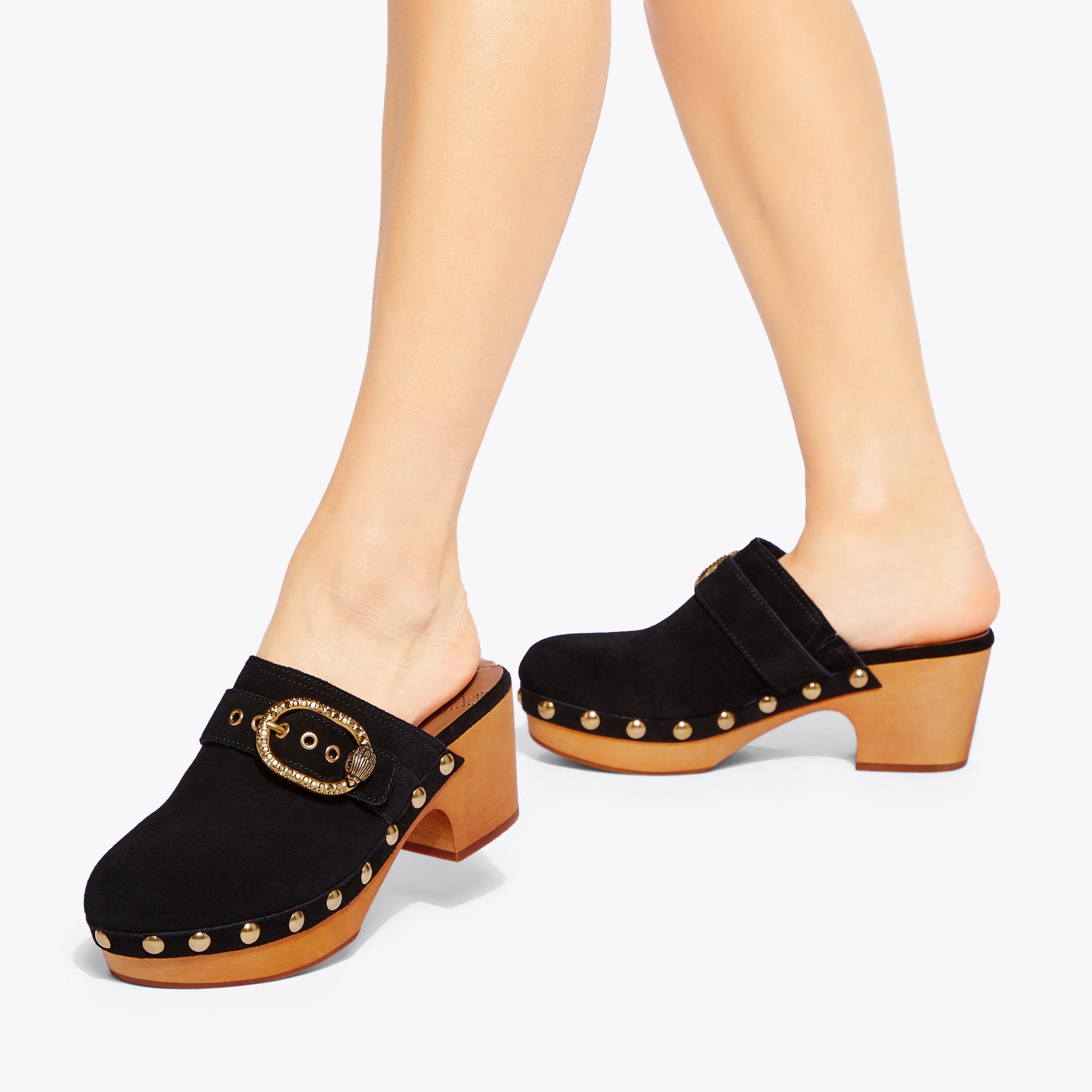 MAYFAIR CLOG Black Suede Slip On Clog by KURT GEIGER LONDON