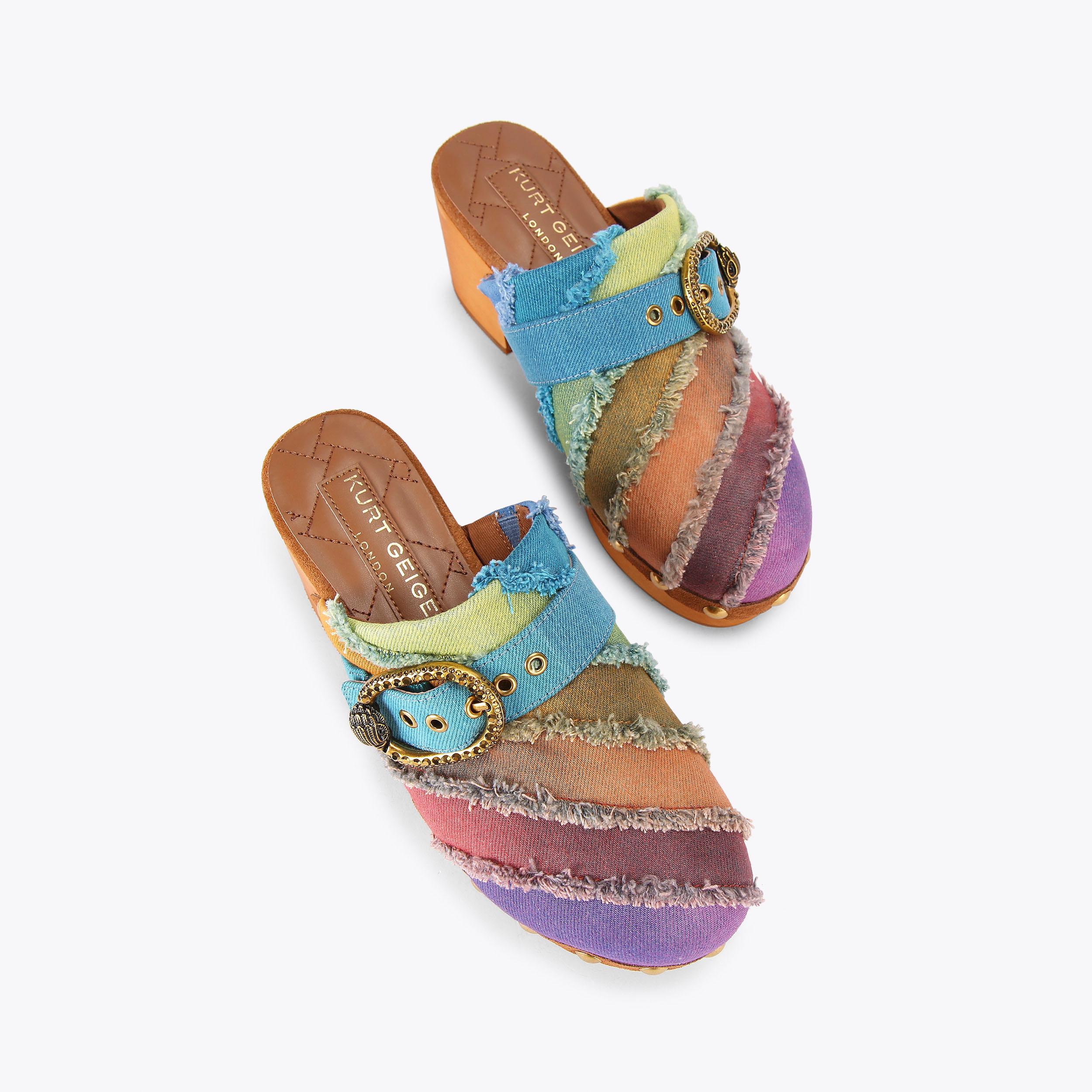 MAYFAIR CLOG Denim Rainbow Slip On Clog by KURT GEIGER LONDON