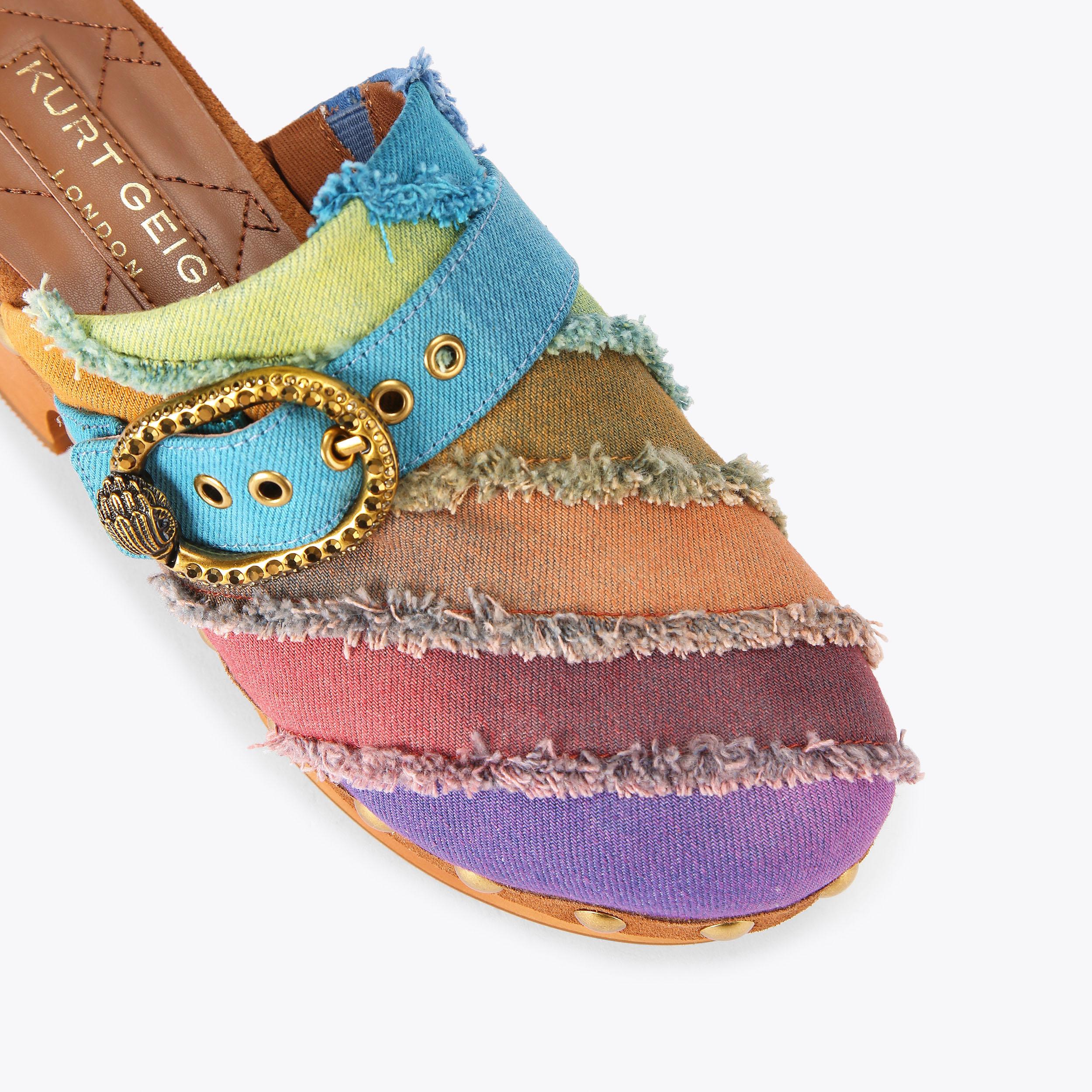 MAYFAIR CLOG Denim Rainbow Slip On Clog by KURT GEIGER LONDON