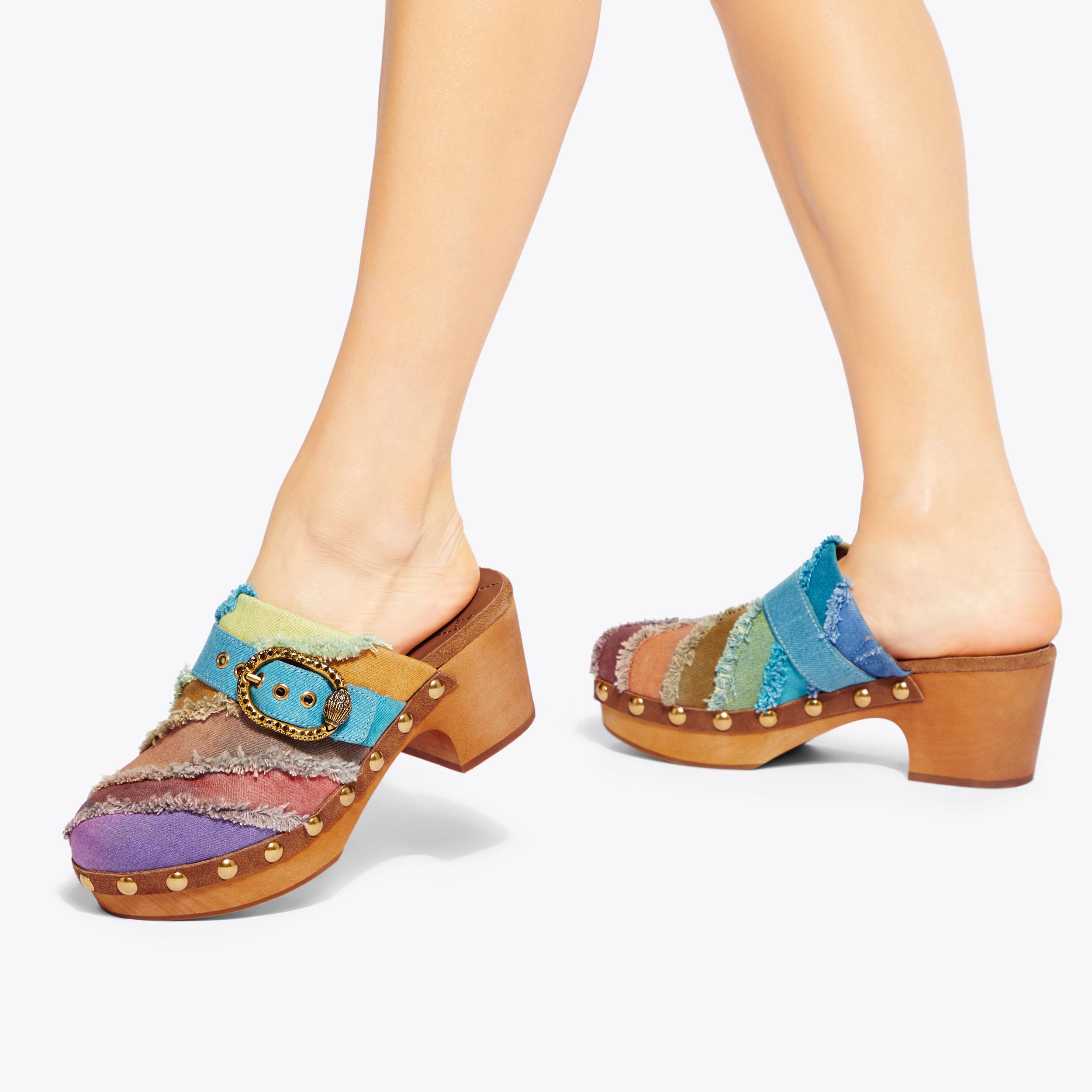 MAYFAIR CLOG Denim Rainbow Slip On Clog by KURT GEIGER LONDON