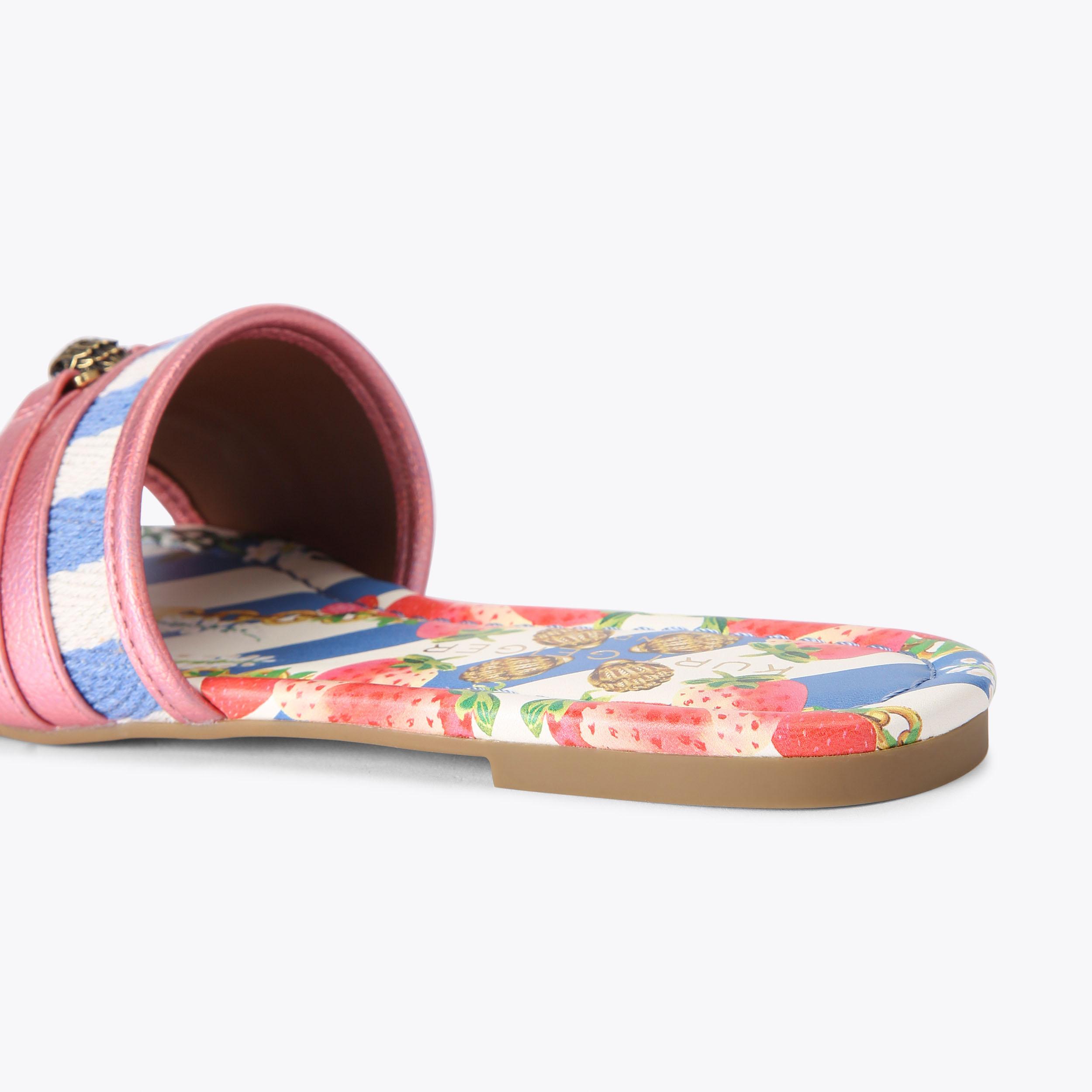 SOUTHBANK FLAT SANDAL Blue Rattan Fabric Sandal by KURT GEIGER LONDON