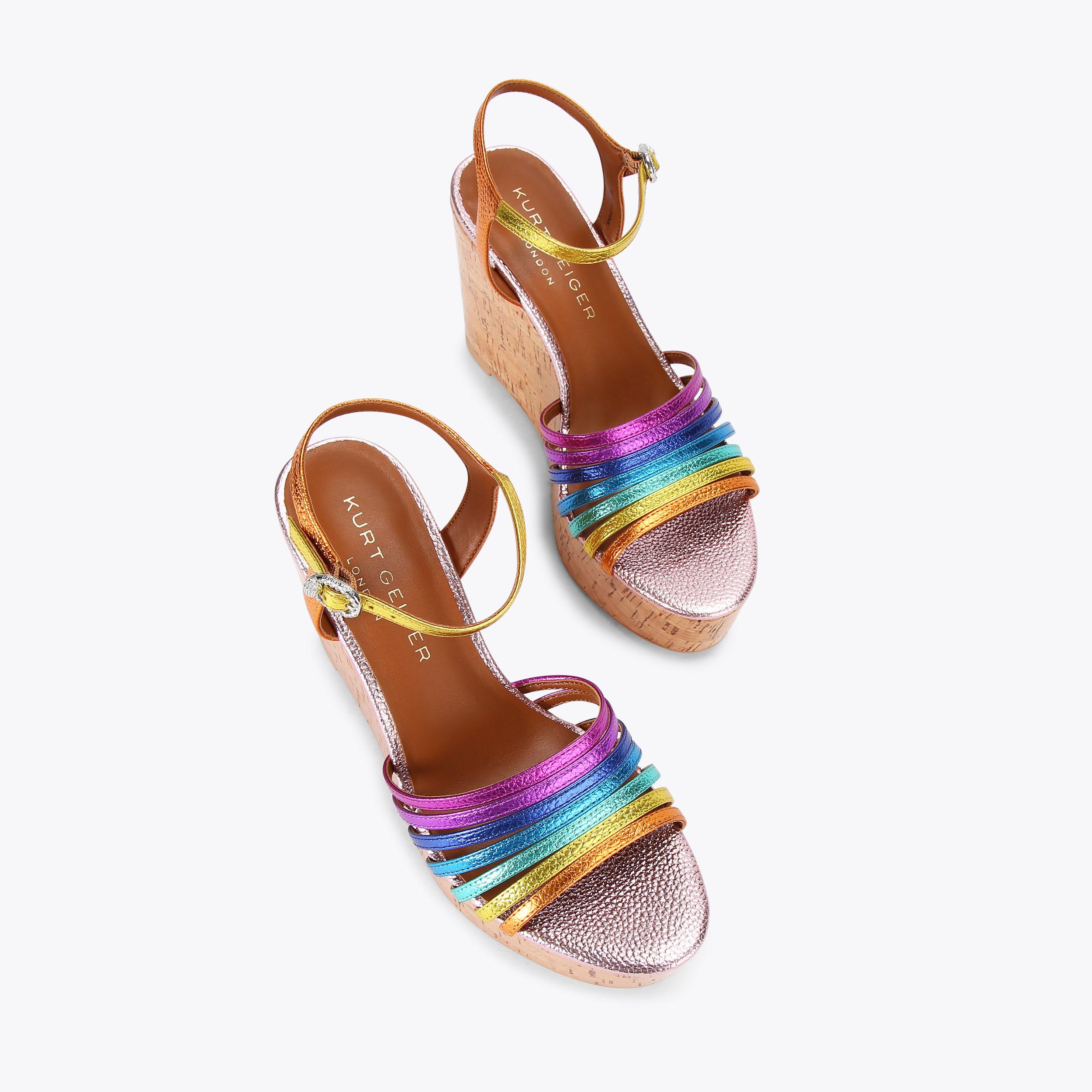 PIERRA CORK WEDGE Rainbow Leather Heels by KURT GEIGER LONDON
