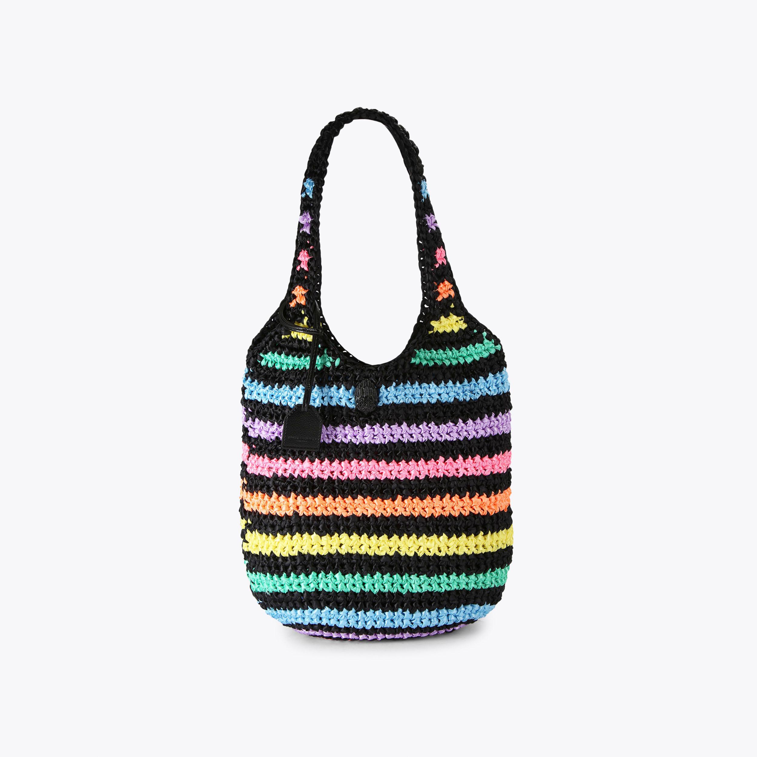 CROCHET TOTE Rainbow Stripe Tote Bag by KURT GEIGER LONDON