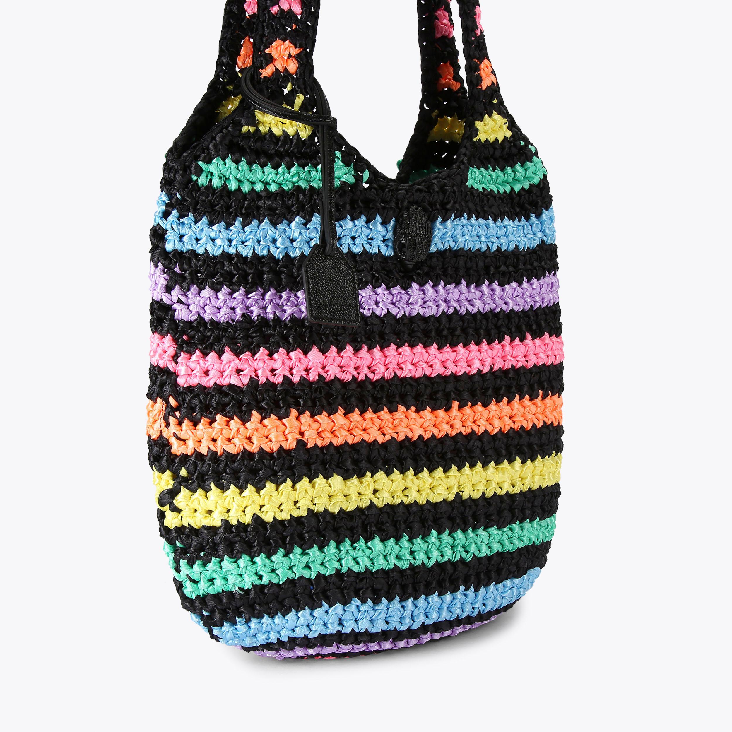 CROCHET TOTE Rainbow Stripe Tote Bag by KURT GEIGER LONDON