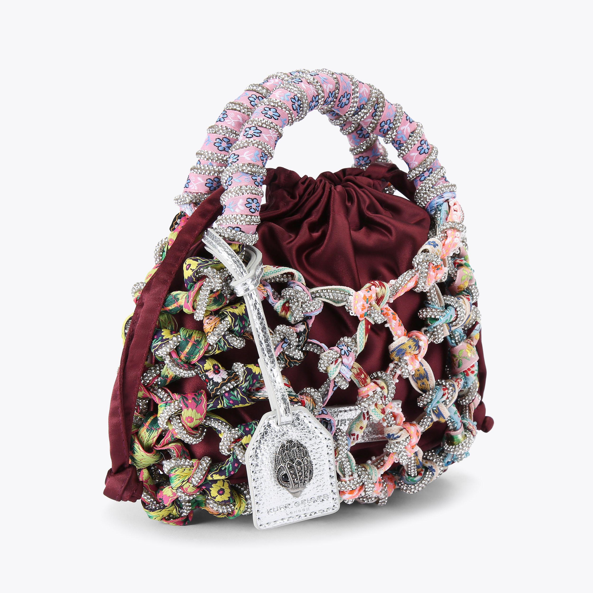 SM MACRAME CRYSTAL BAG Floral Fabric Crystal Bag by KURT GEIGER LONDON