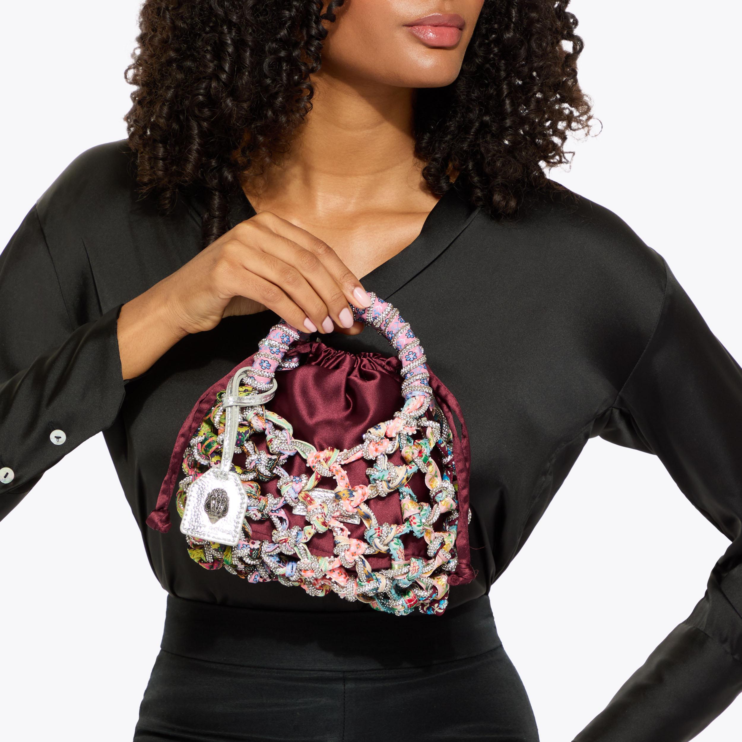 SM MACRAME CRYSTAL BAG Floral Fabric Crystal Bag by KURT GEIGER LONDON