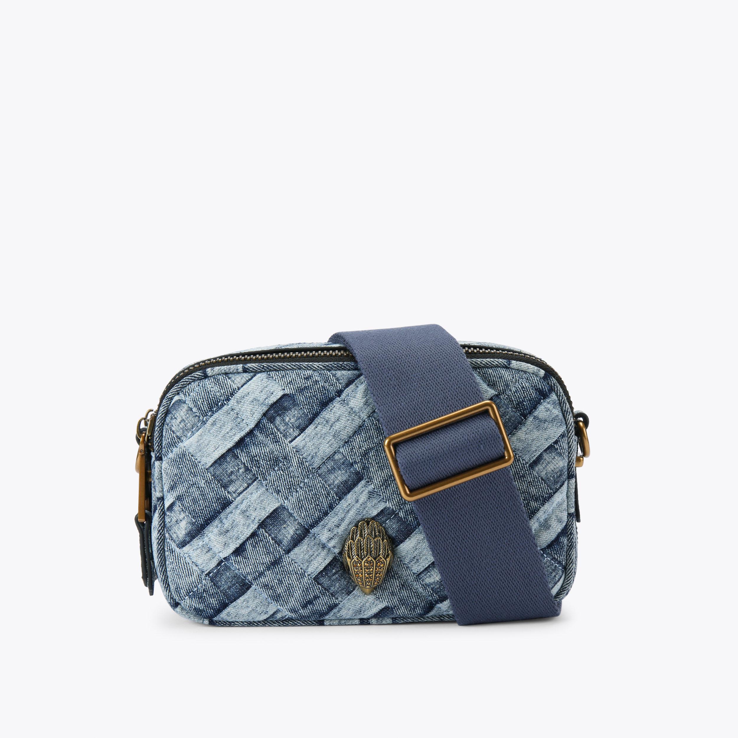 2ZIP KENSINGTON CAMERA Denim Weave Camera Bag by KURT GEIGER LONDON