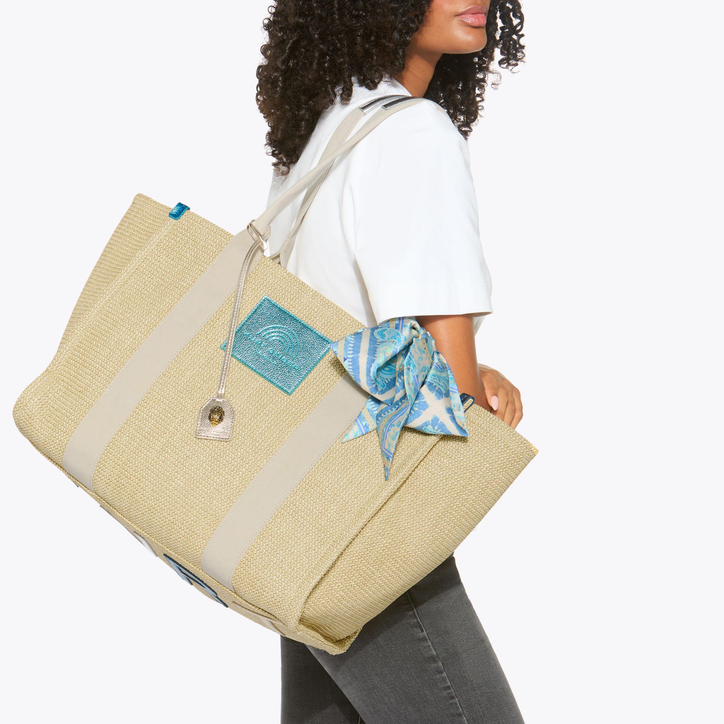 SOUTHBANK LG SHOPPER Beige Woven Scarf Shopper Bag by KURT GEIGER LONDON