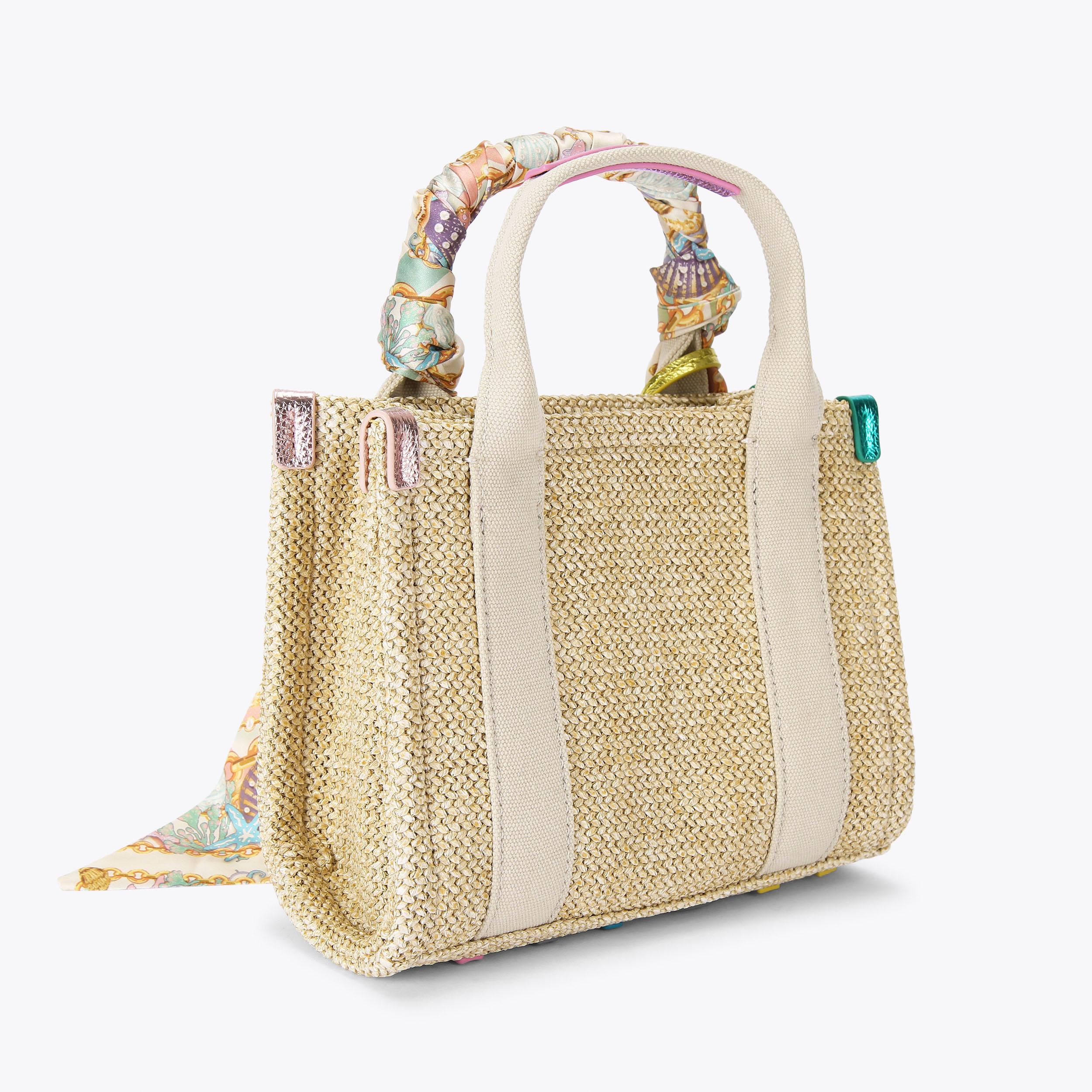 Xs Southbank Tote Beige Woven Tote Bag By Kurt Geiger London