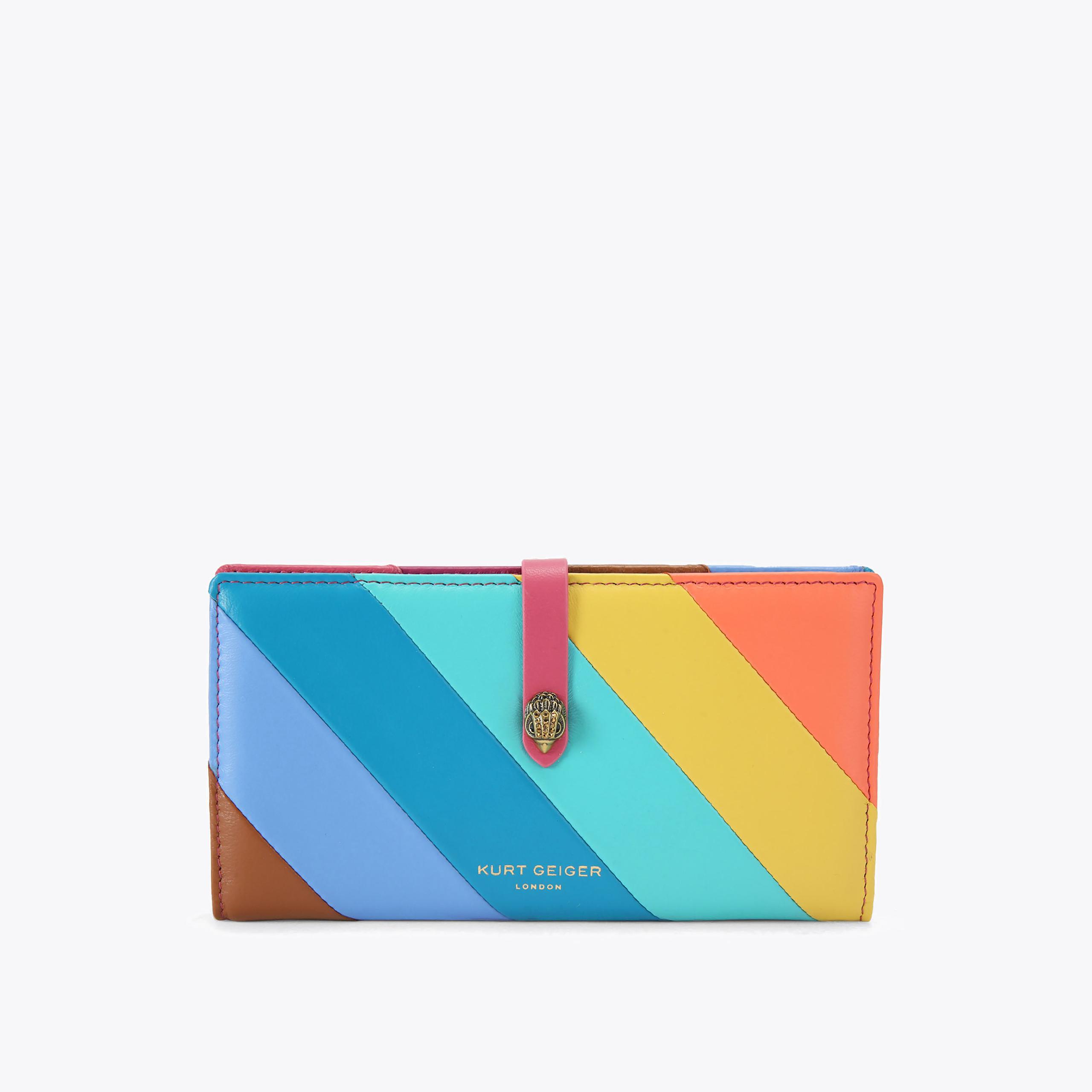 SOFT WALLET KENSINGTON L Pastel Striped Leather Wallet by KURT GEIGER ...