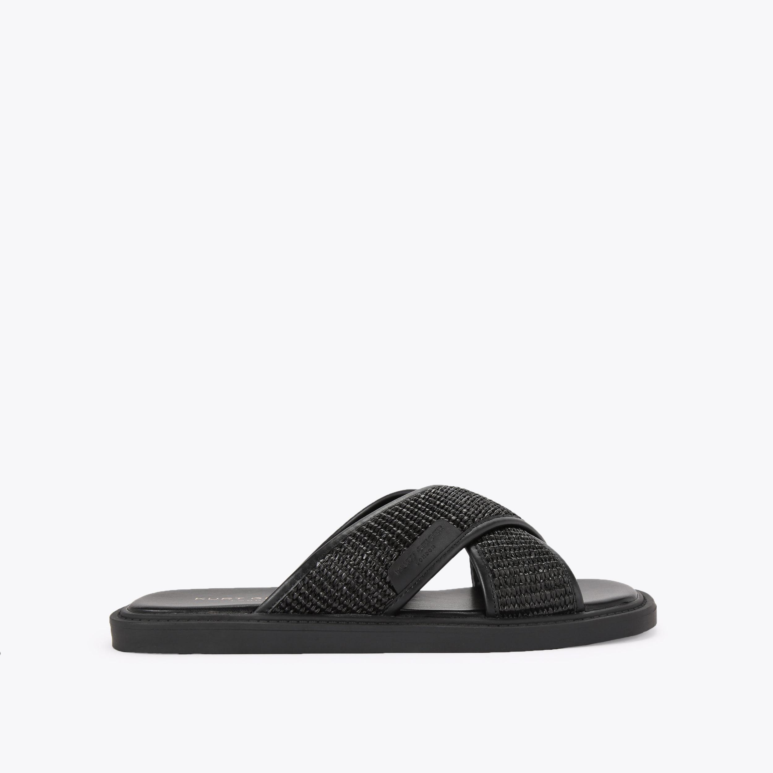 OWEN RAFFIA Black Raffia Sandal by KURT GEIGER LONDON