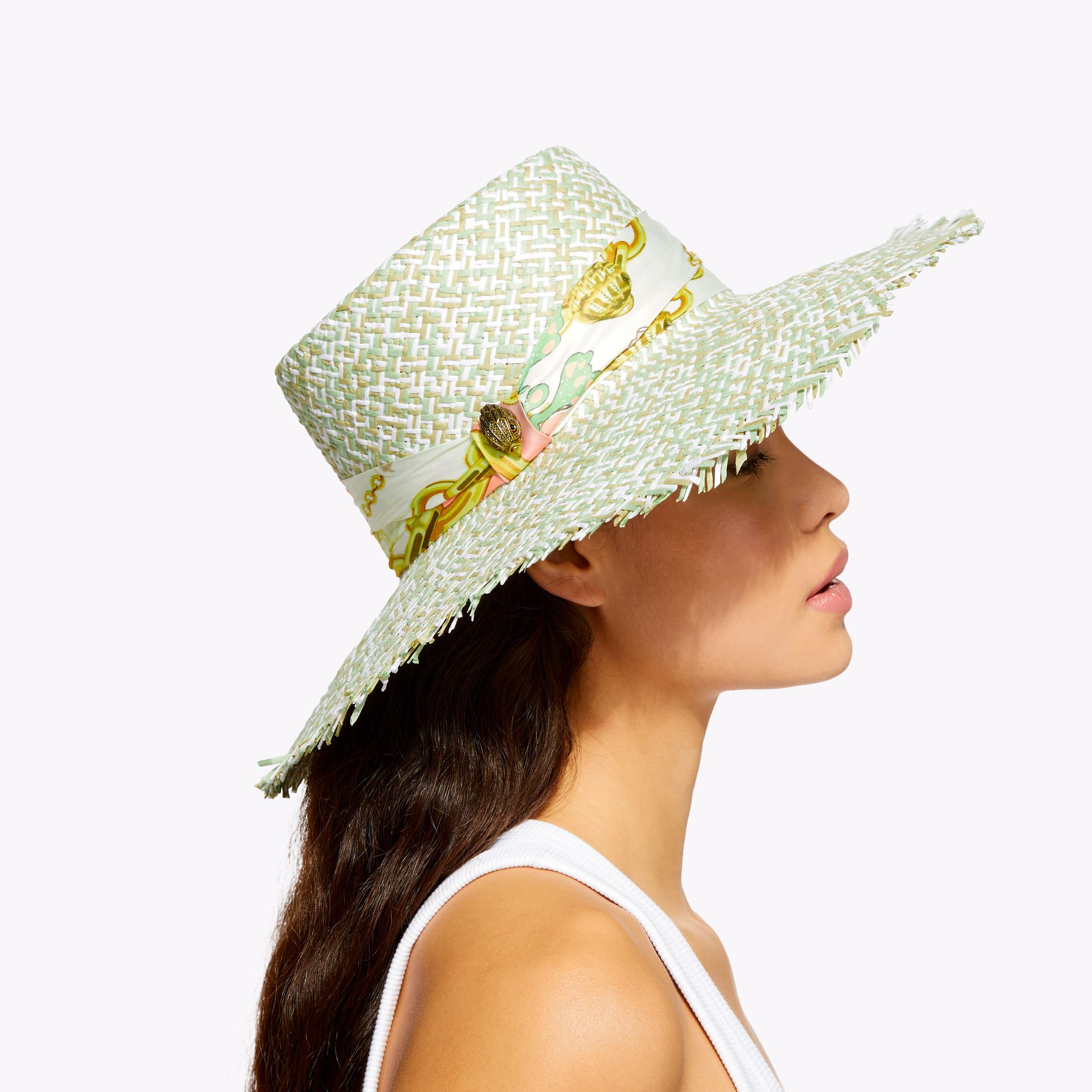 EAGLE WIDE BRIM HAT Green Straw Hat by KURT GEIGER LONDON