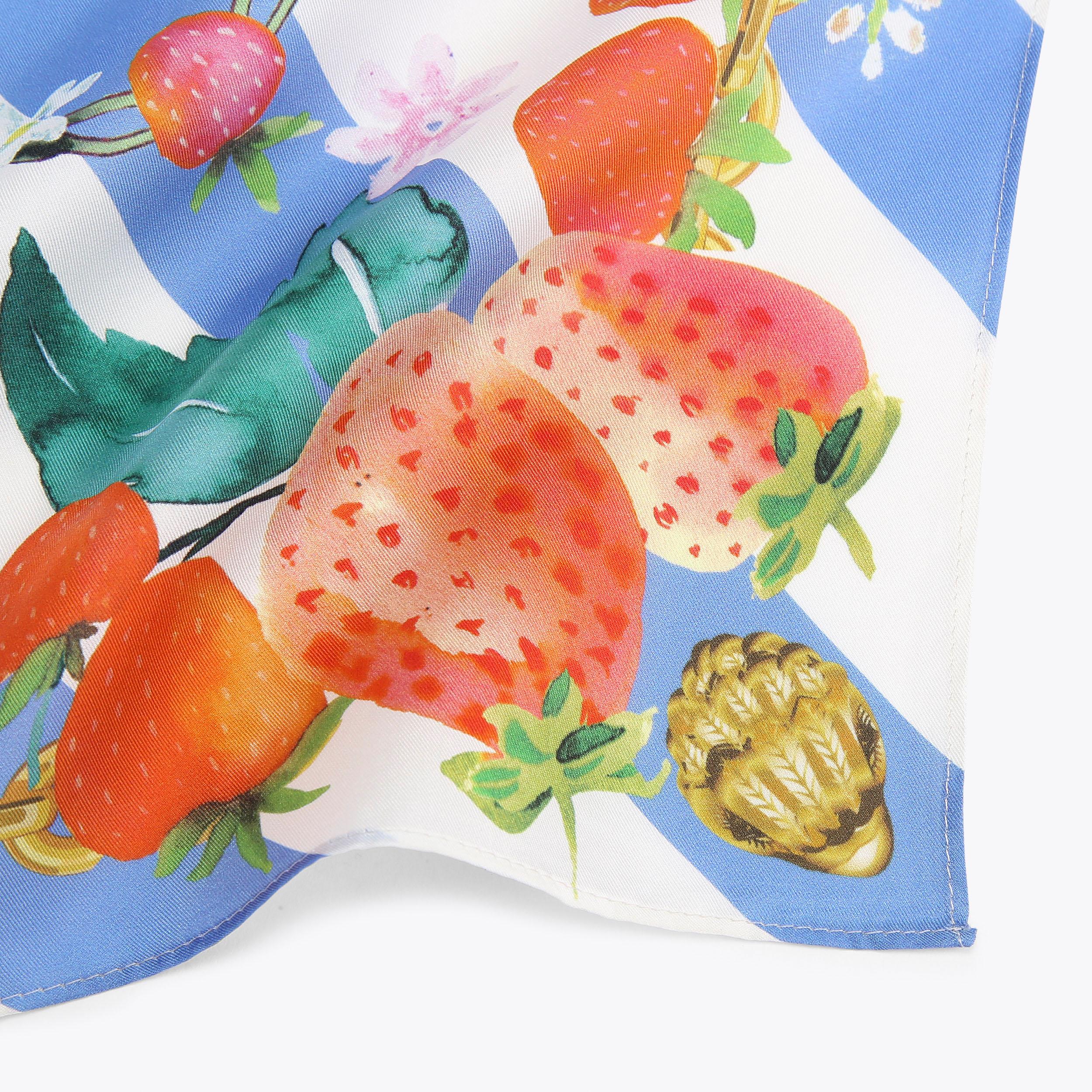 BANDANA SCARF Blue Stripe Strawberry Scarf by KURT GEIGER LONDON