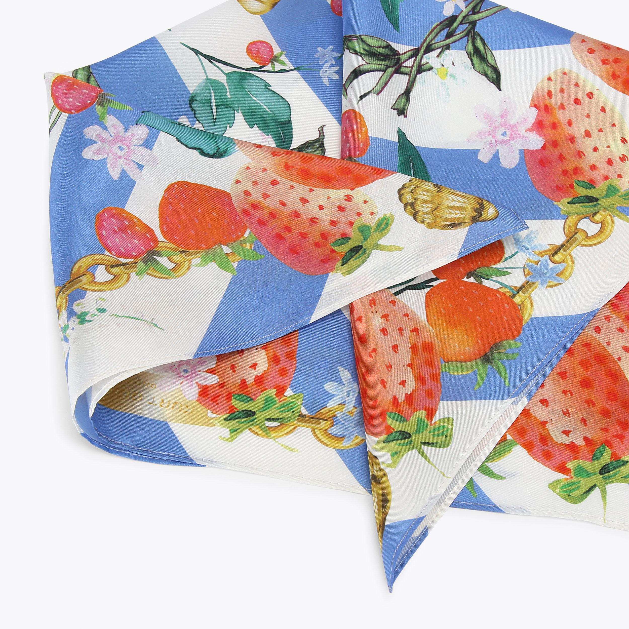 BANDANA SCARF Blue Stripe Strawberry Scarf by KURT GEIGER LONDON
