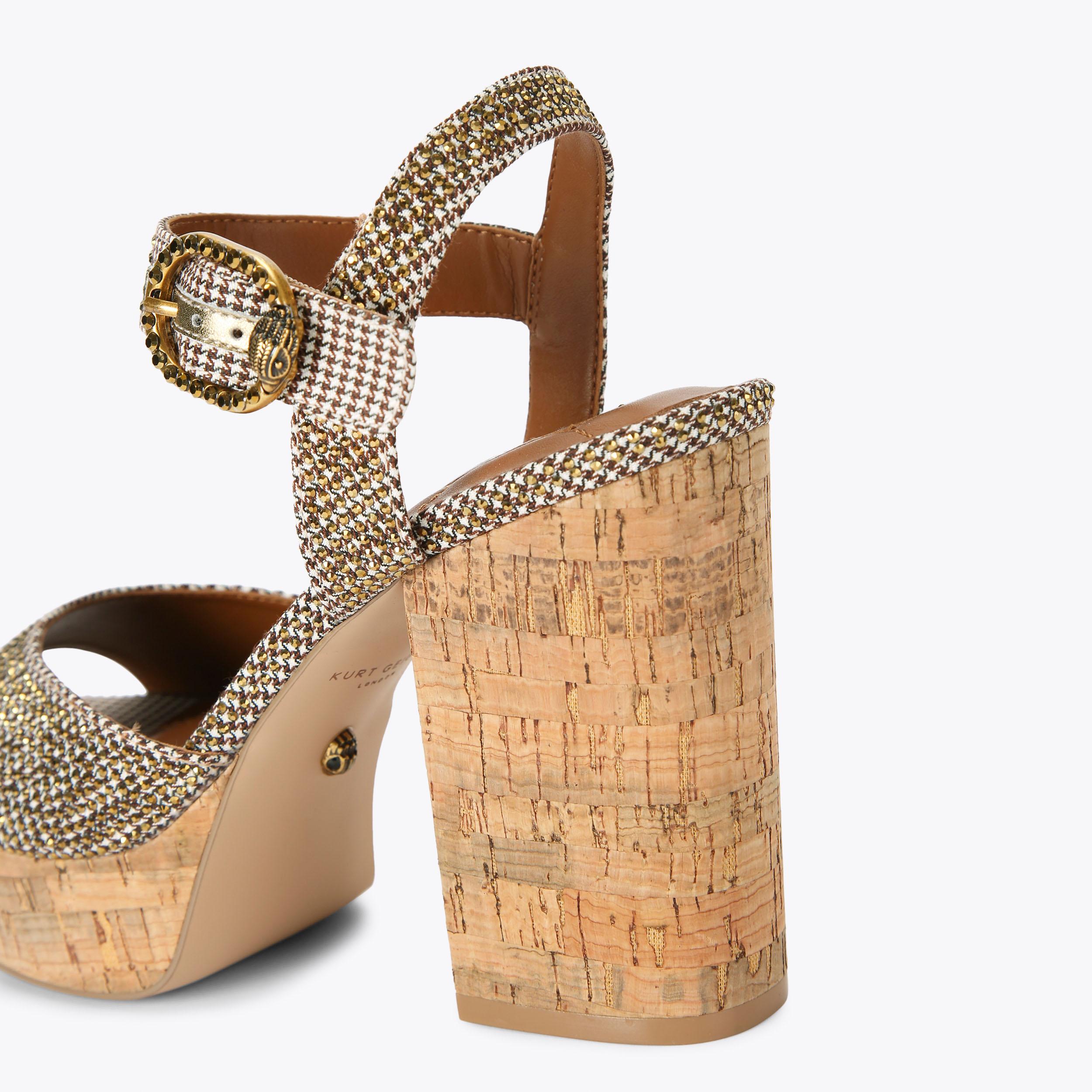 MAYFAIR CORK SANDAL Cork Heeled Sandal by KURT GEIGER LONDON