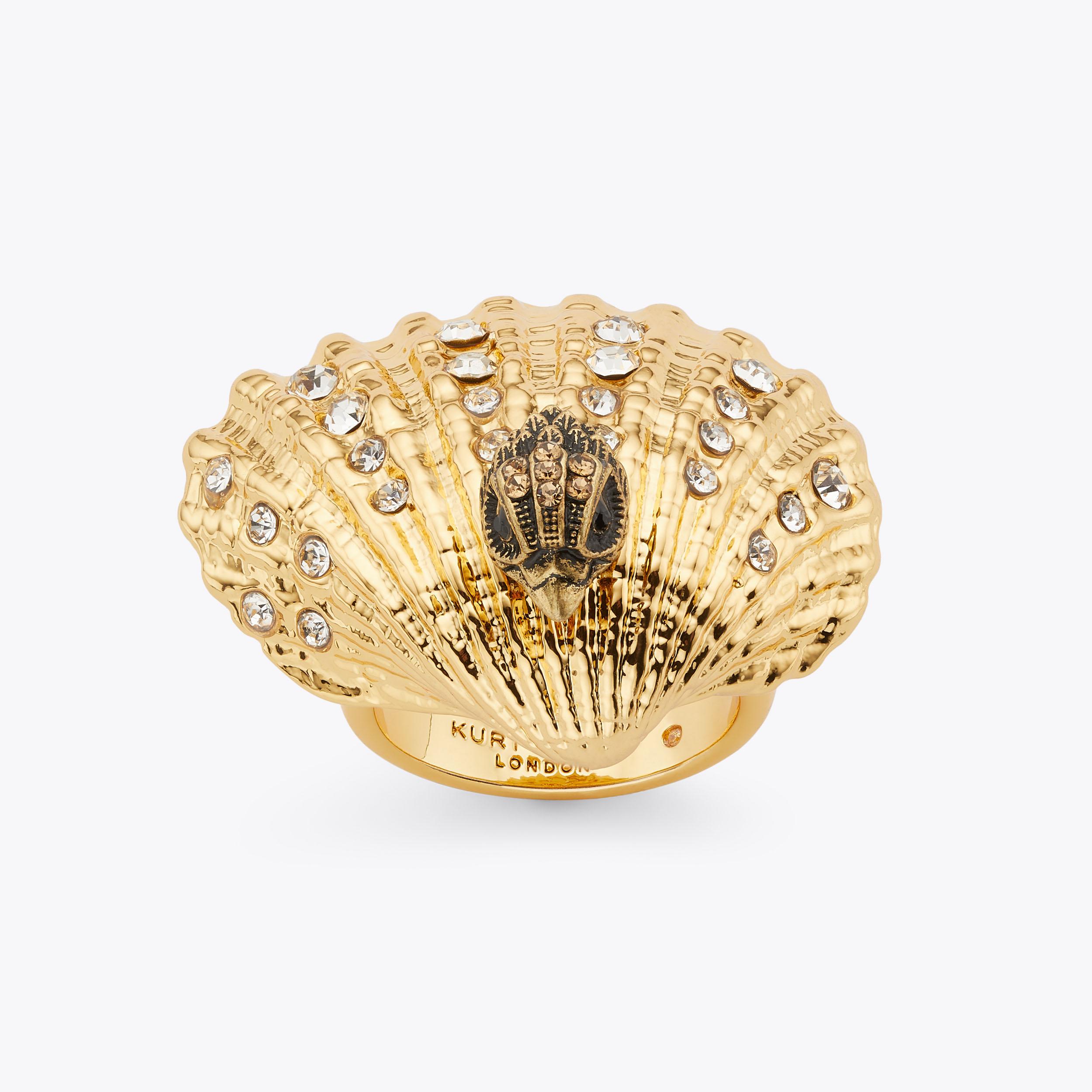 SHORE COCKTAIL RING Gold Shell Ring by KURT GEIGER LONDON