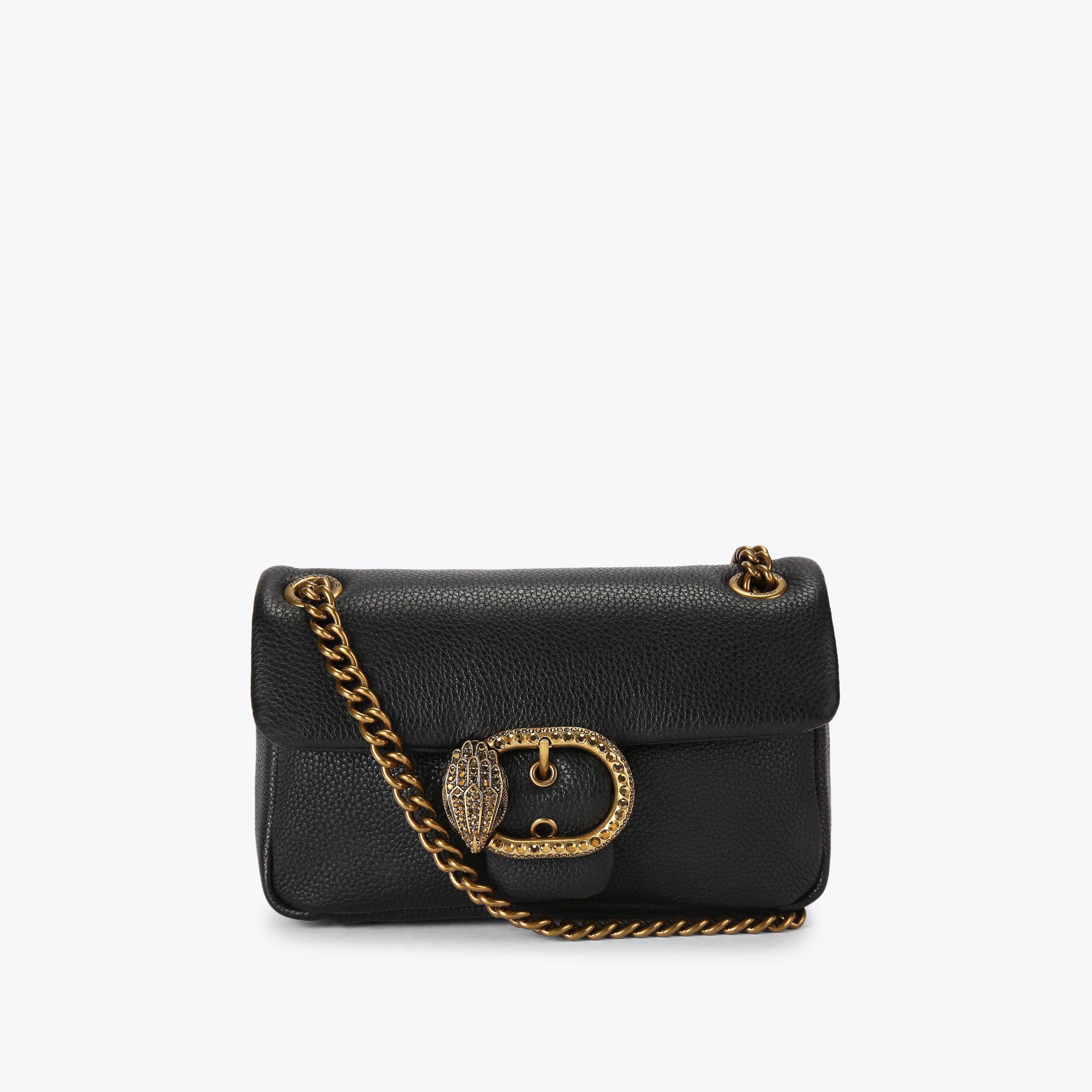 CHELSEA SM SHOULDER BAG Black Leather Cross Body Bag by KURT GEIGER LONDON