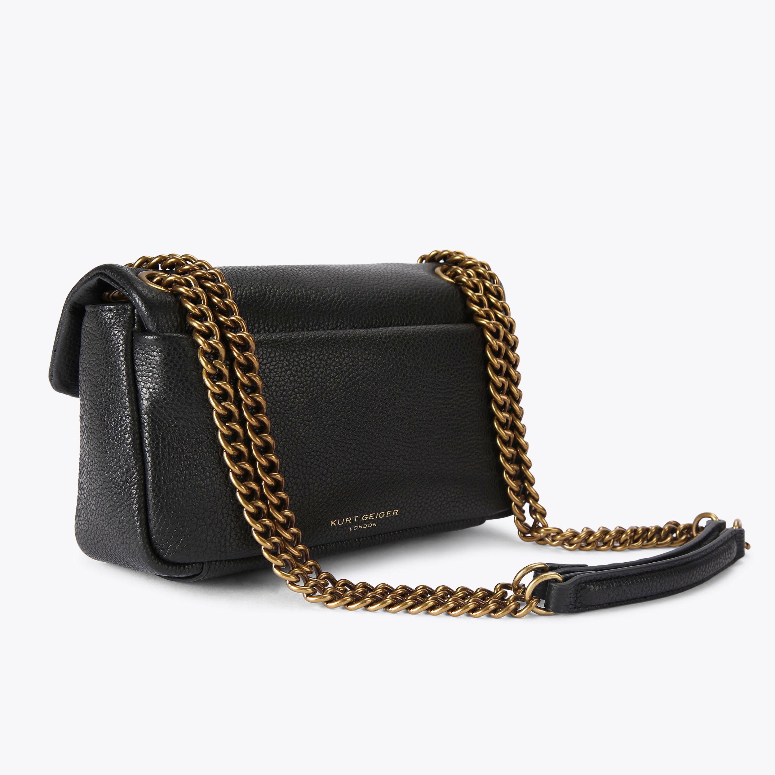 CHELSEA SM SHOULDER BAG Black Leather Cross Body Bag by KURT GEIGER LONDON