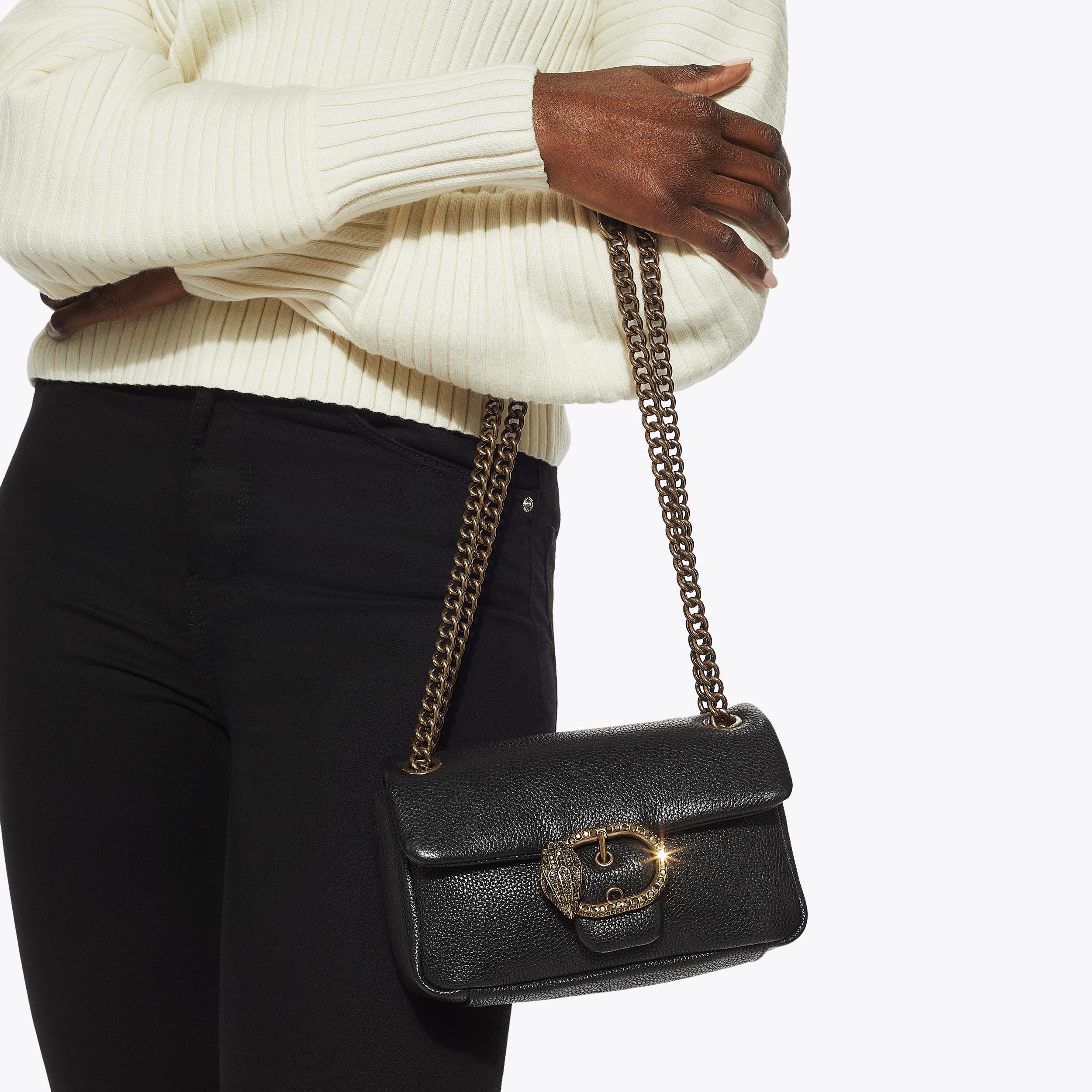 CHELSEA SM SHOULDER BAG Black Leather Cross Body Bag by KURT GEIGER LONDON