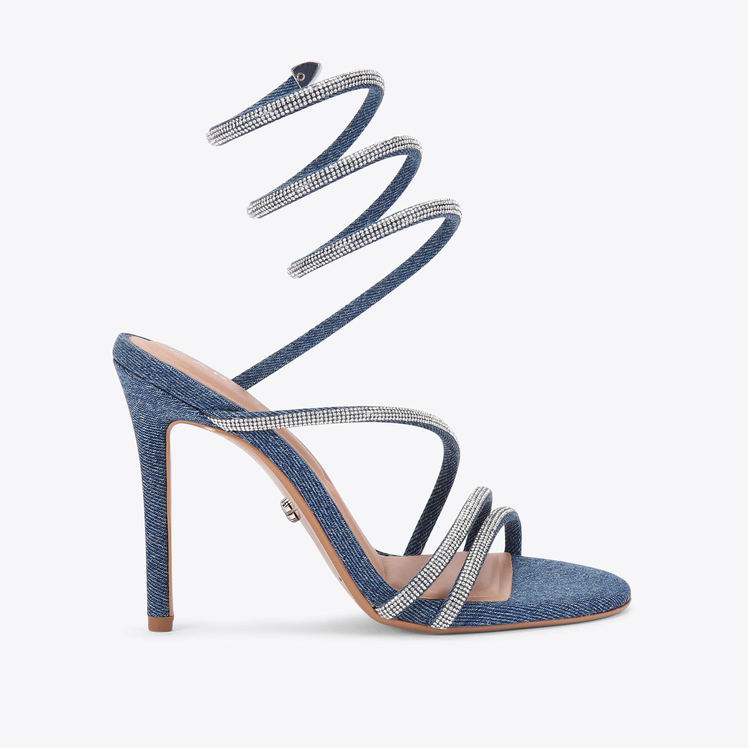 SPIRAL 105 Blue Denim Spiral Heel by CARVELA