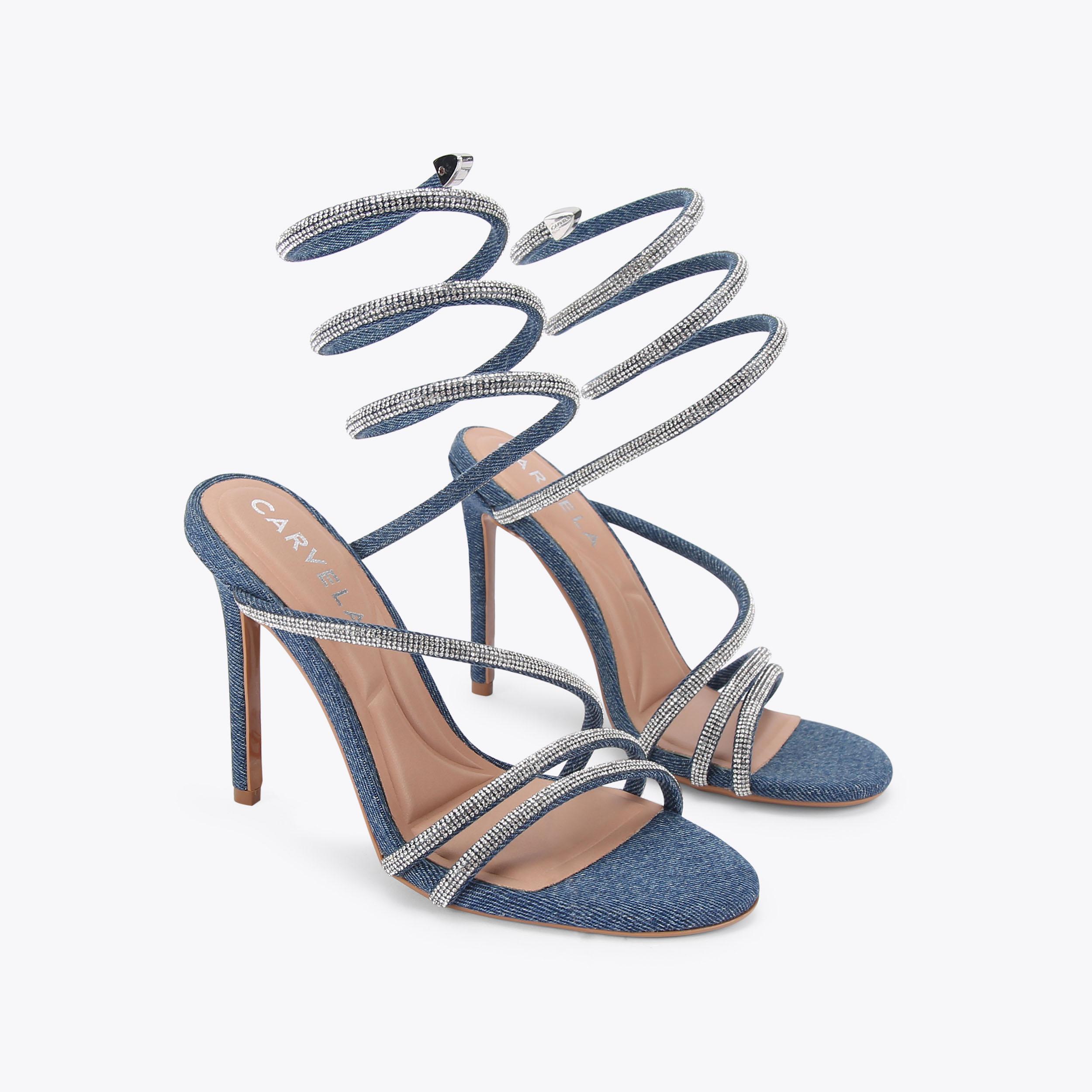 SPIRAL 105 Blue Denim Spiral Heel by CARVELA