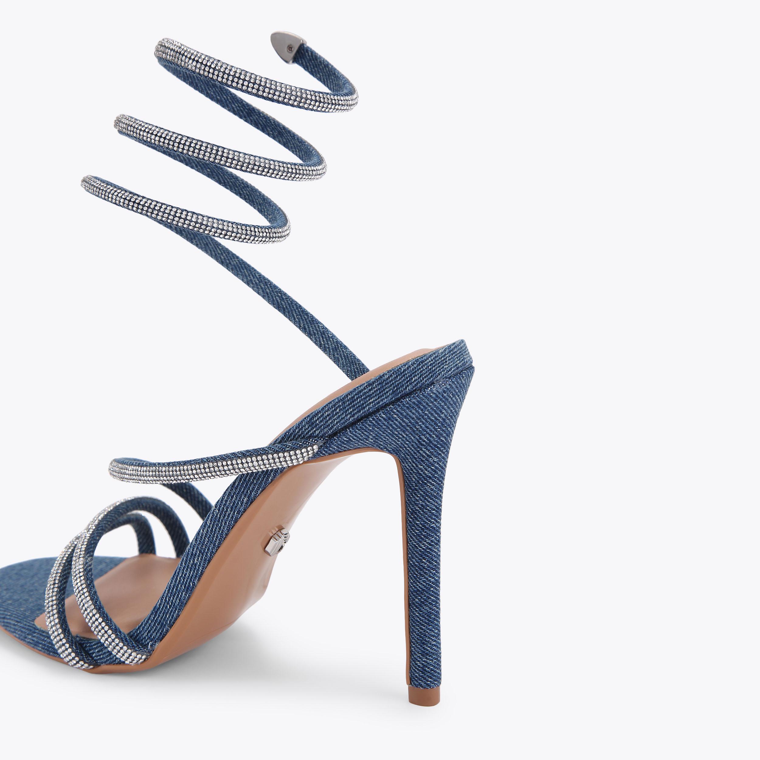 SPIRAL 105 Blue Denim Spiral Heel by CARVELA
