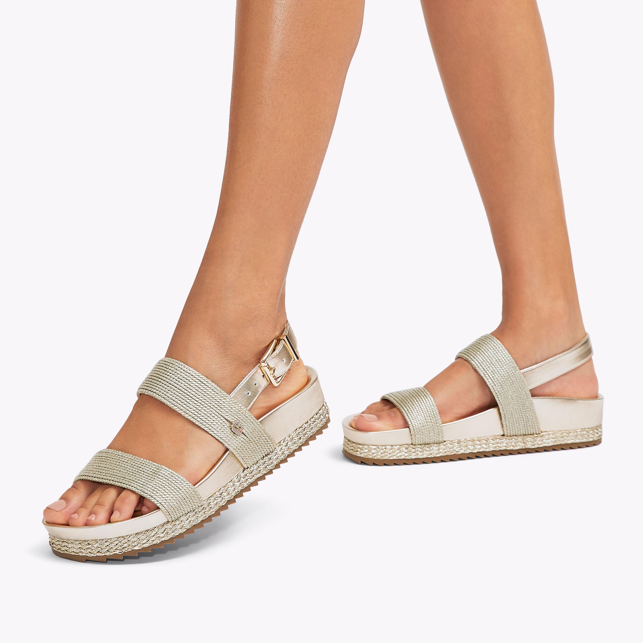 GALA FLATFORM Gold Flatform Sandals by CARVELA