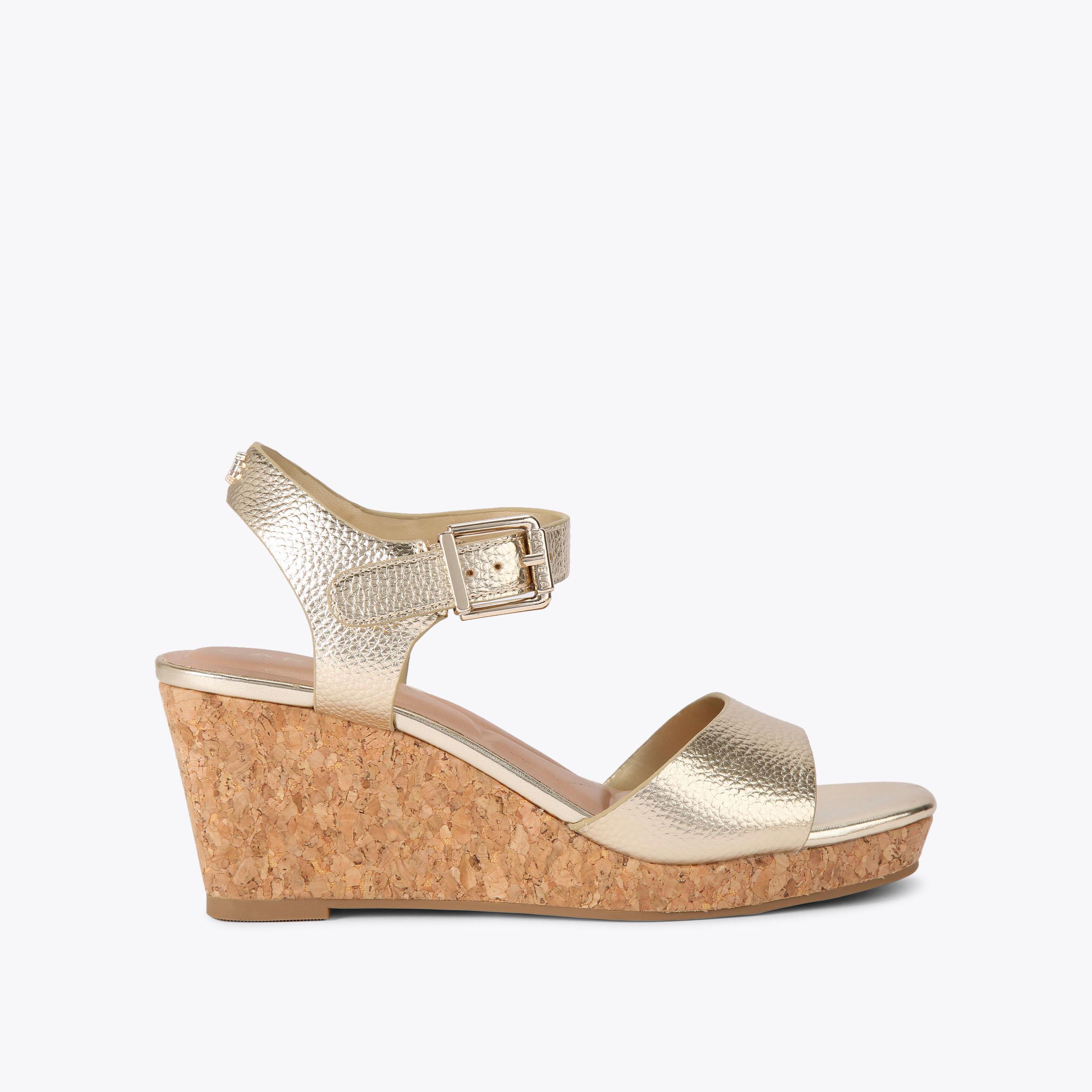 SADIE WEDGE Gold Metallic Upper by CARVELA