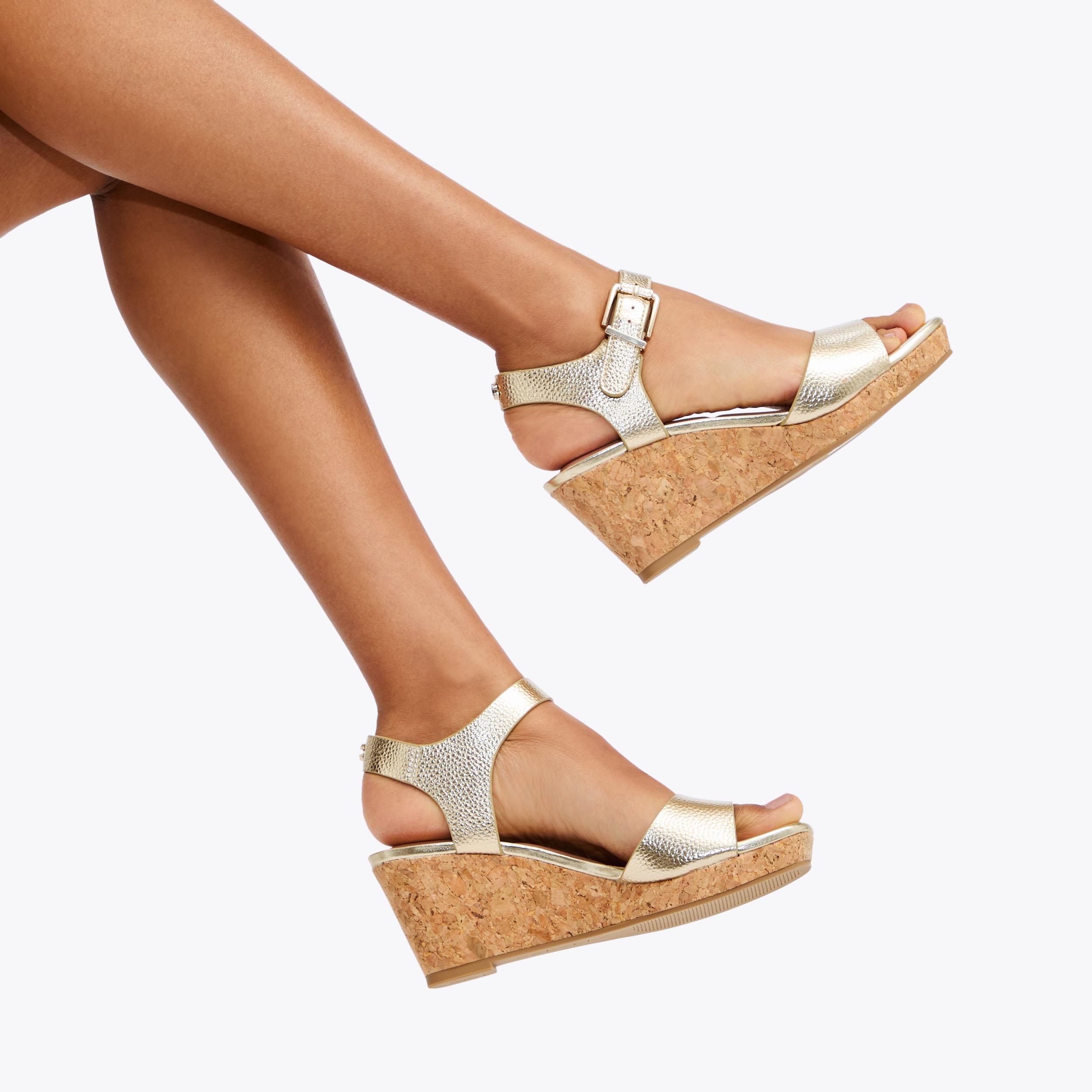 SADIE WEDGE Gold Metallic Upper by CARVELA