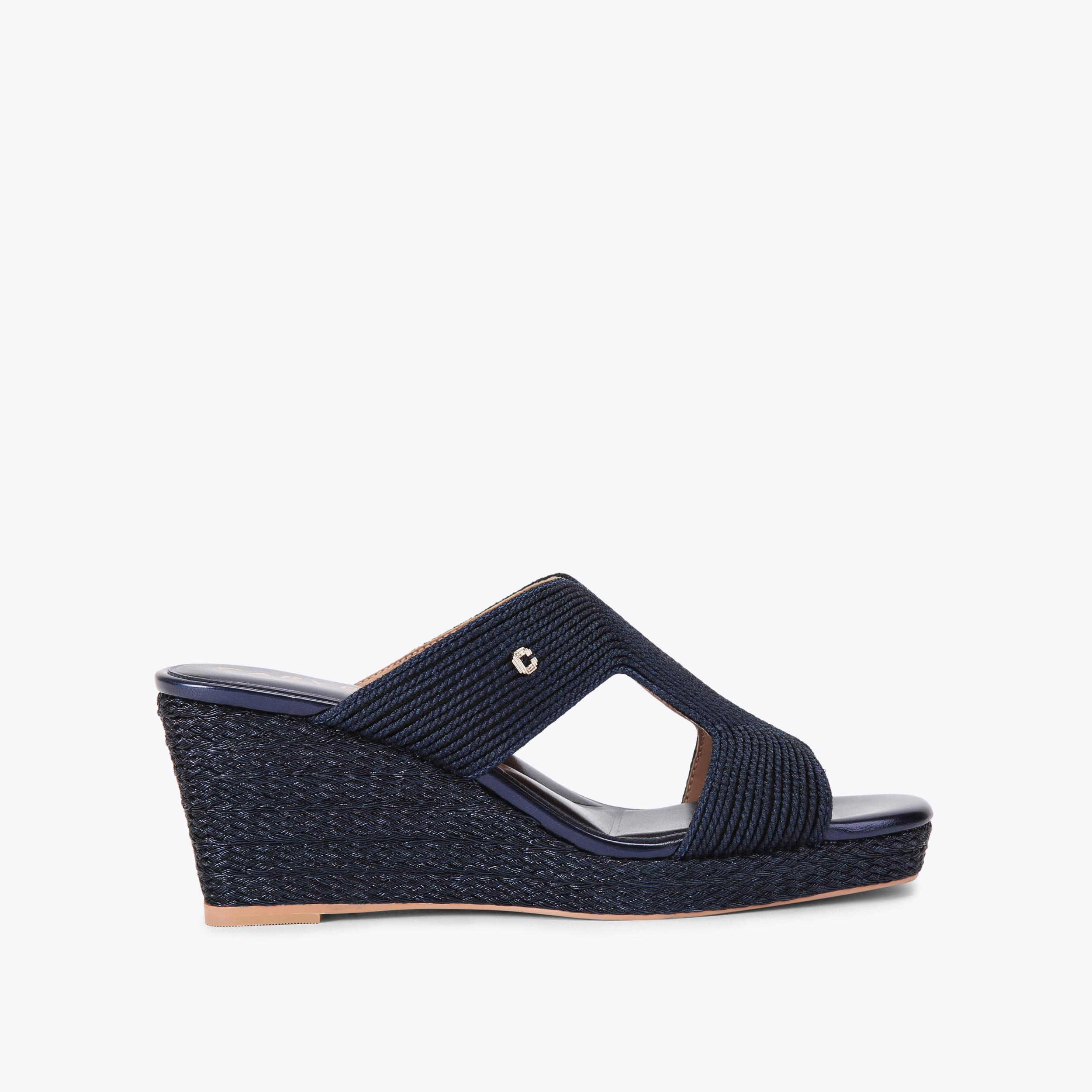 GALA WEDGE MULE 70 Navy Fabric Wedge by CARVELA