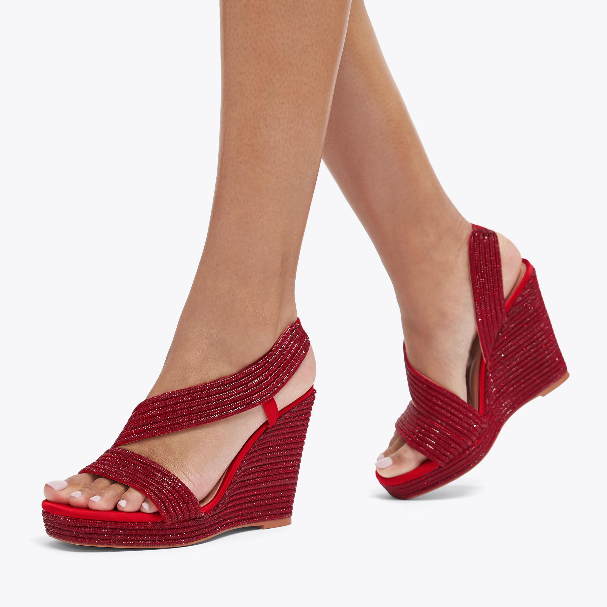 GALA WEDGE JEWEL 110 Red Crystal Heel by CARVELA