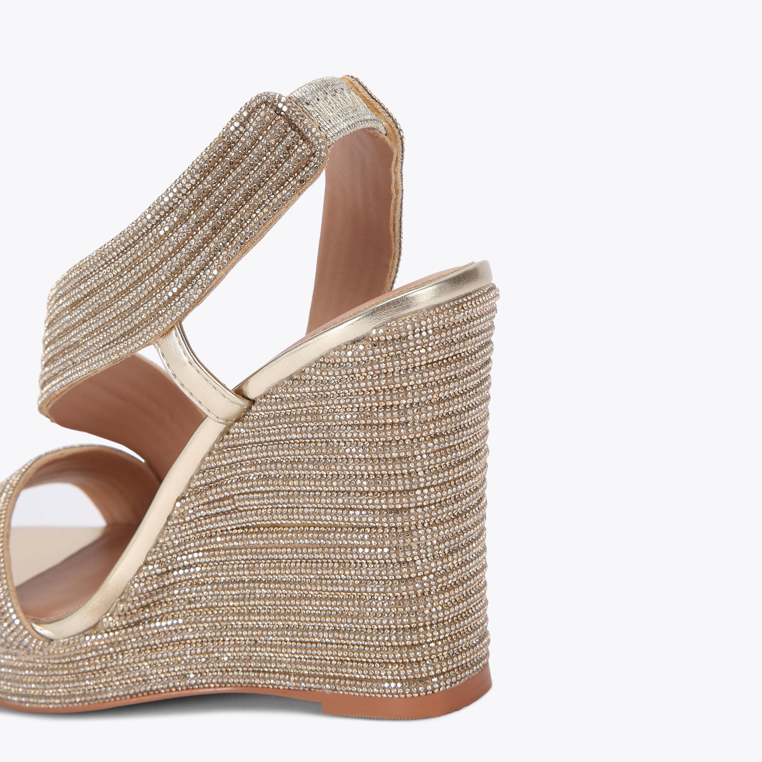 GALA WEDGE JEWEL 110 Gold Crystal Wedge Heel by CARVELA