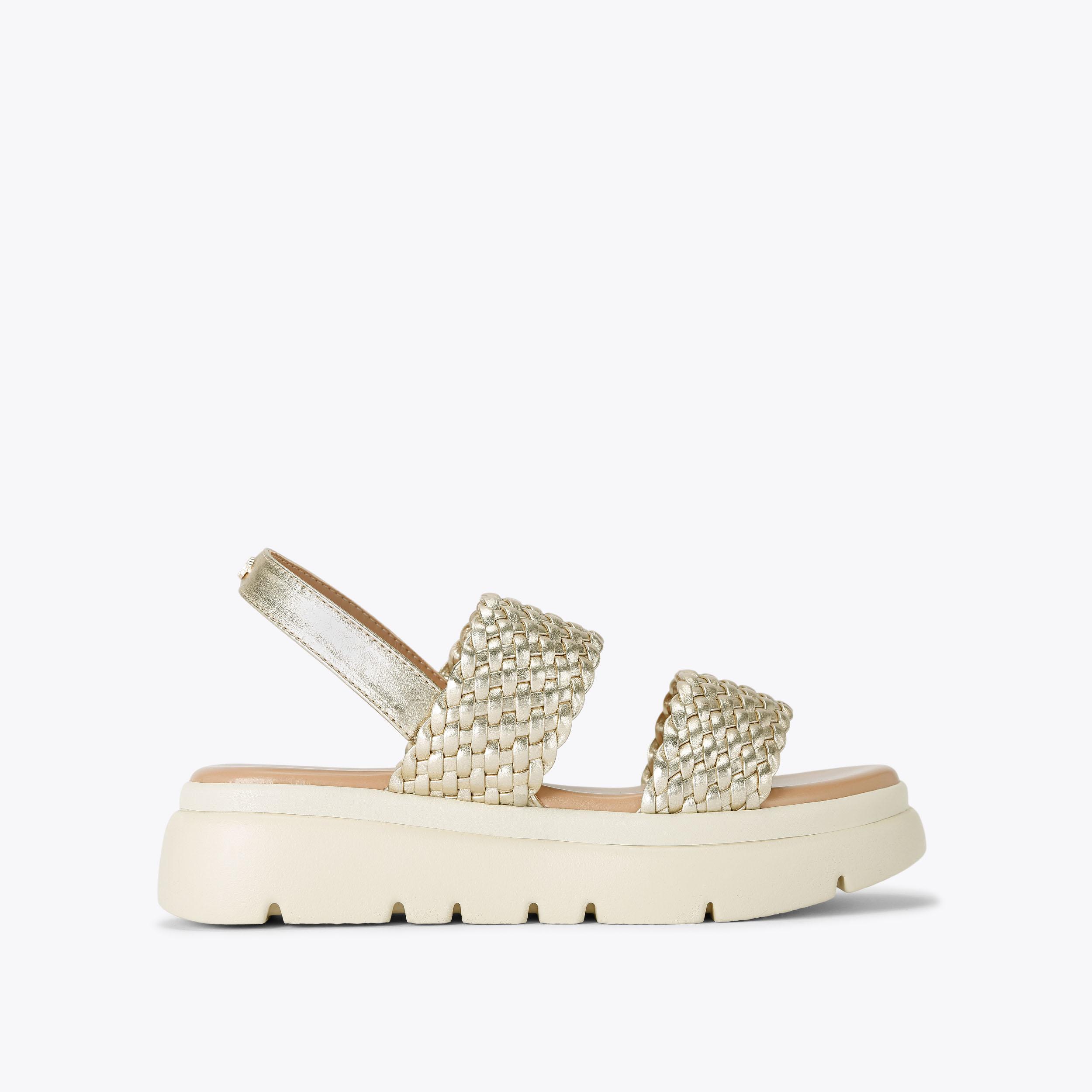 KRYPTON WEAVE Gold Woven Sandal by CARVELA COMFORT