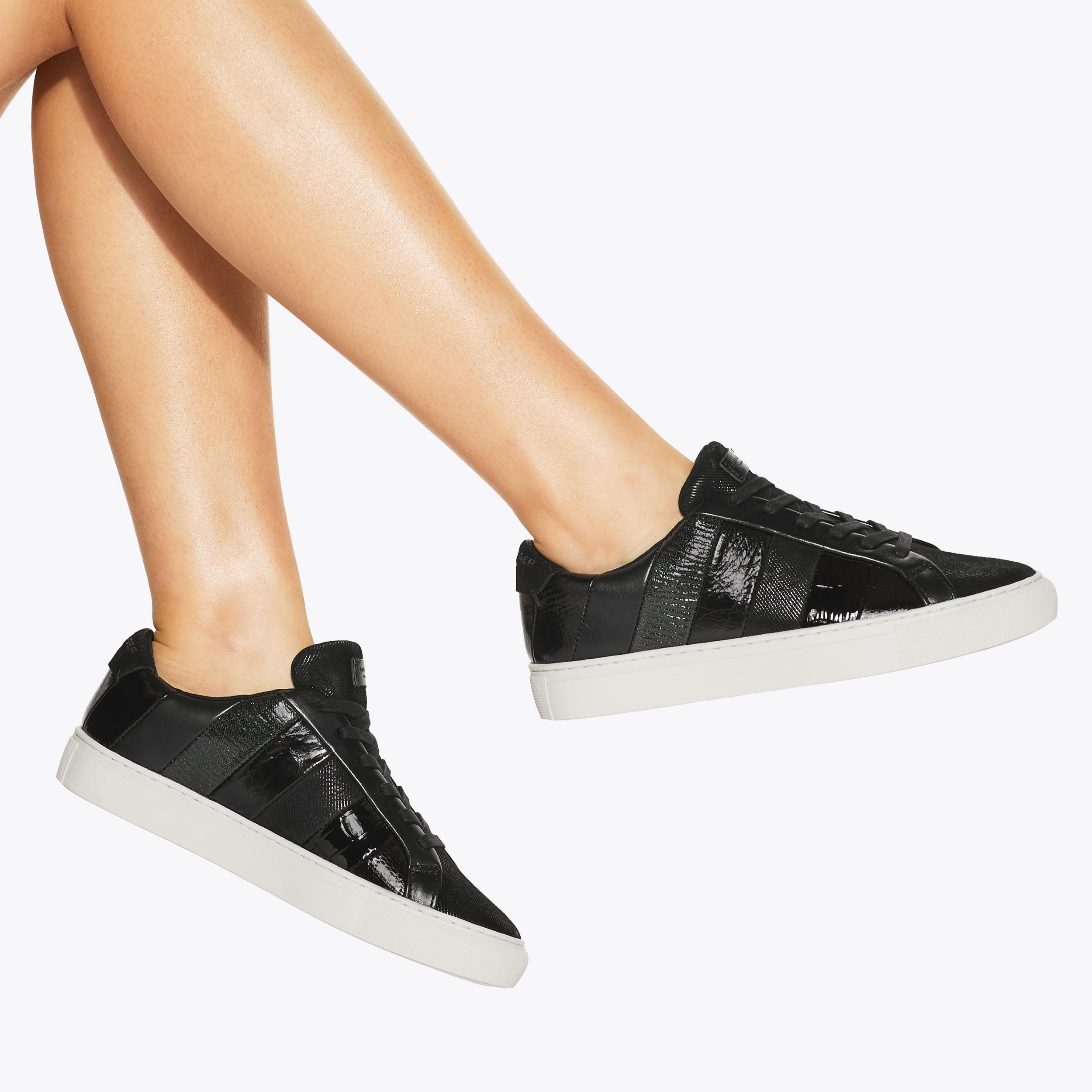 LANE STRIPE Black Leather Lace Up Sneaker by KURT GEIGER LONDON