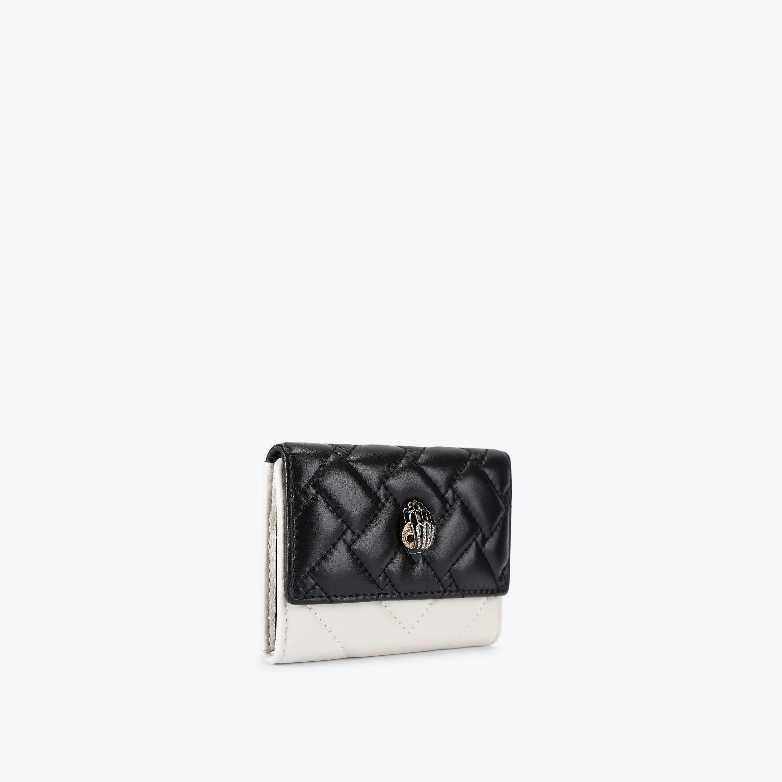 FLAP MULTI CARD HOLDER E Bone And Black Leather Card Holder by KURT ...