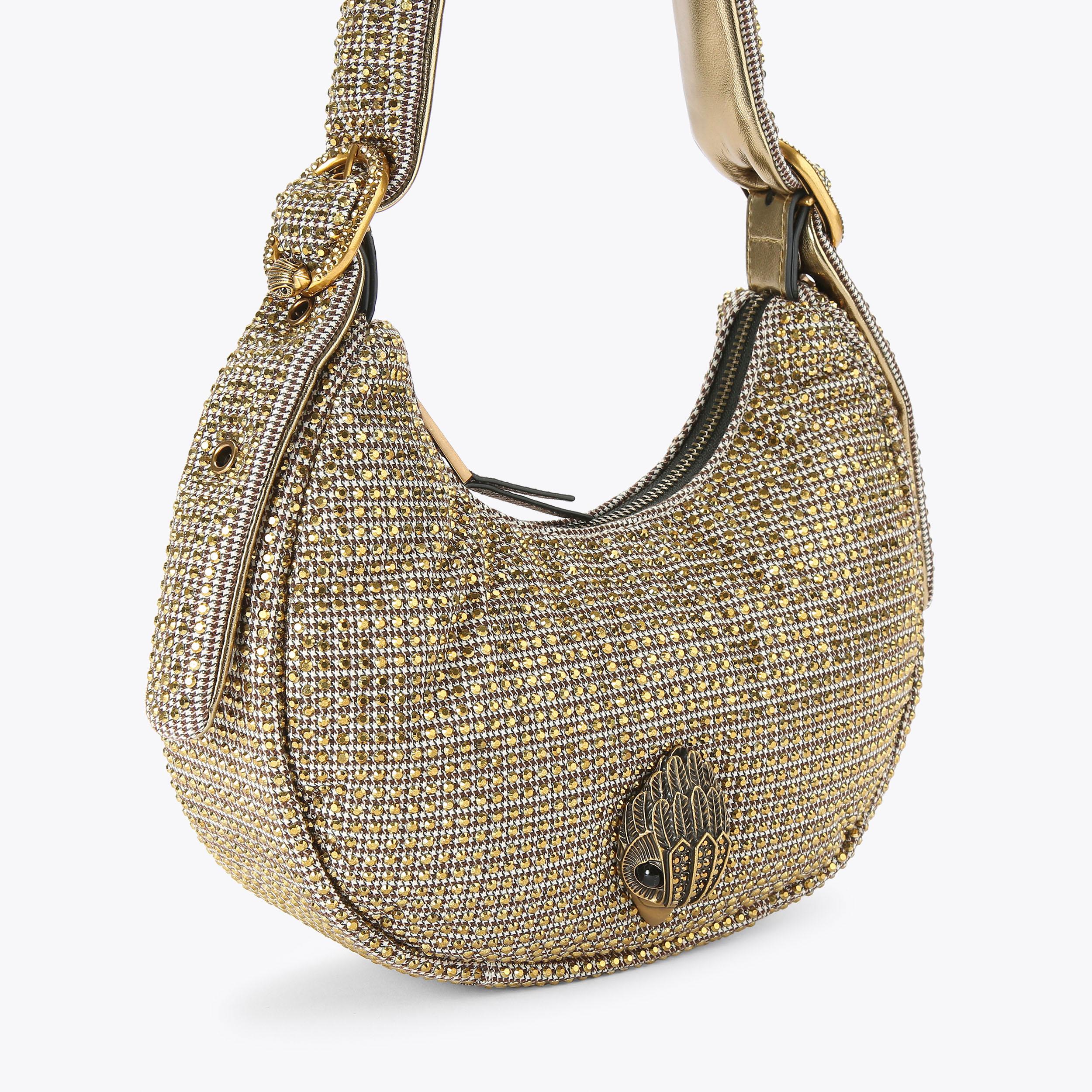 KENSINGTON PUFF SM HOBO Beige Houndstooth Bag by KURT GEIGER LONDON
