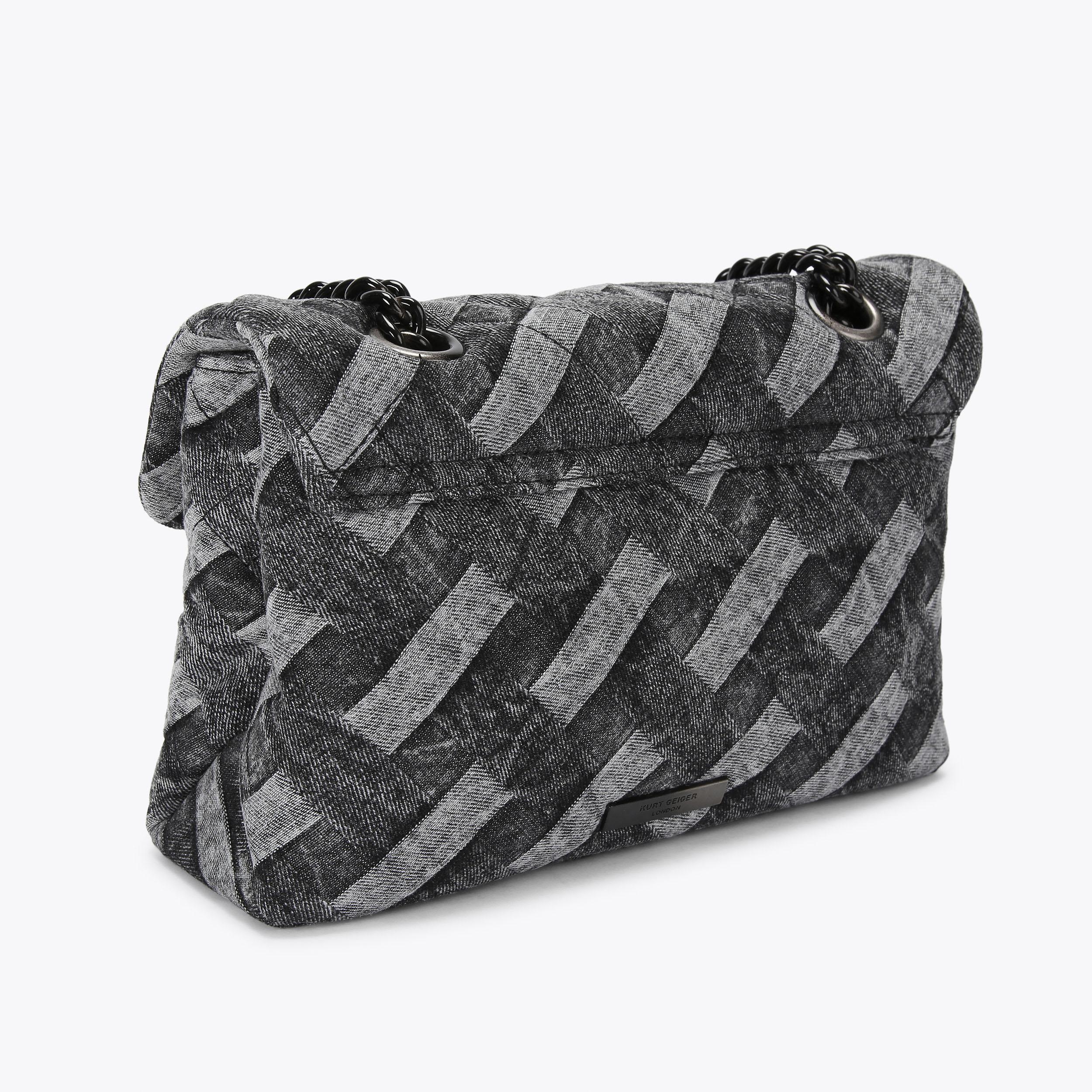 KENSINGTON SOFT BAG Black Denim Shoulder Bag by KURT GEIGER LONDON