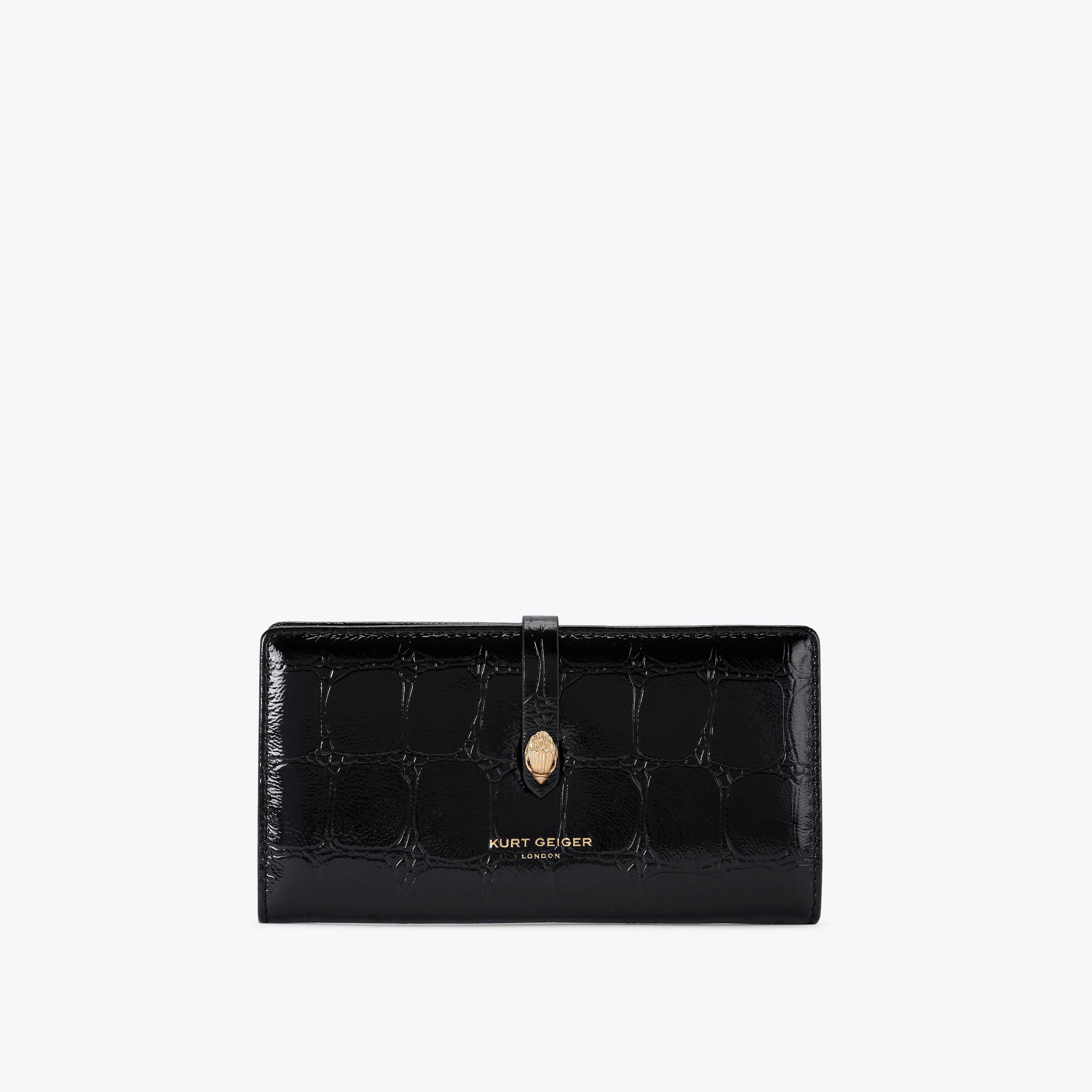 KENSINGTON SOFT WALLET Black Croc Wallet by KURT GEIGER LONDON