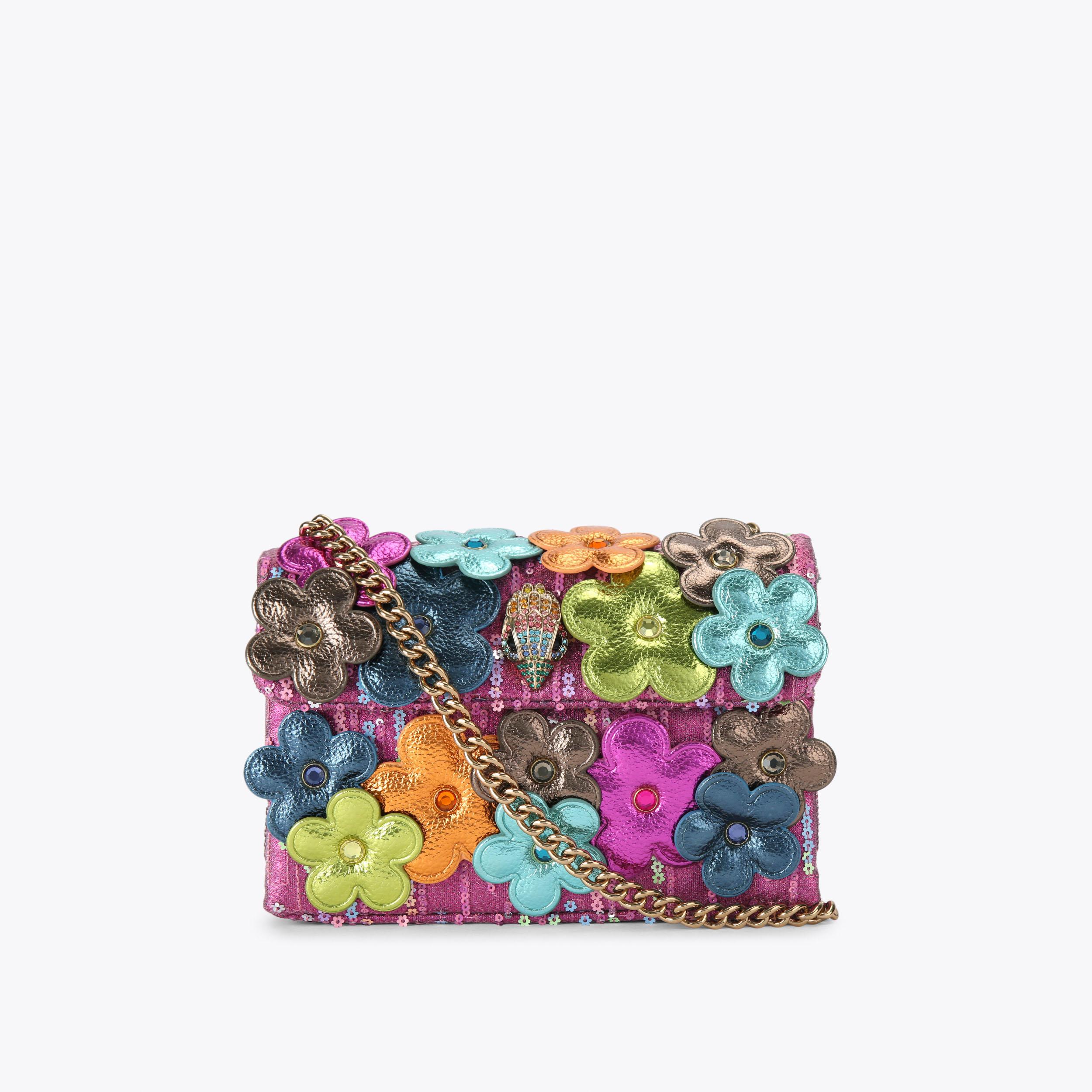 MD KENSINGTON DAISY Fuchsia Tweed 3D Floral Bag by KURT GEIGER LONDON