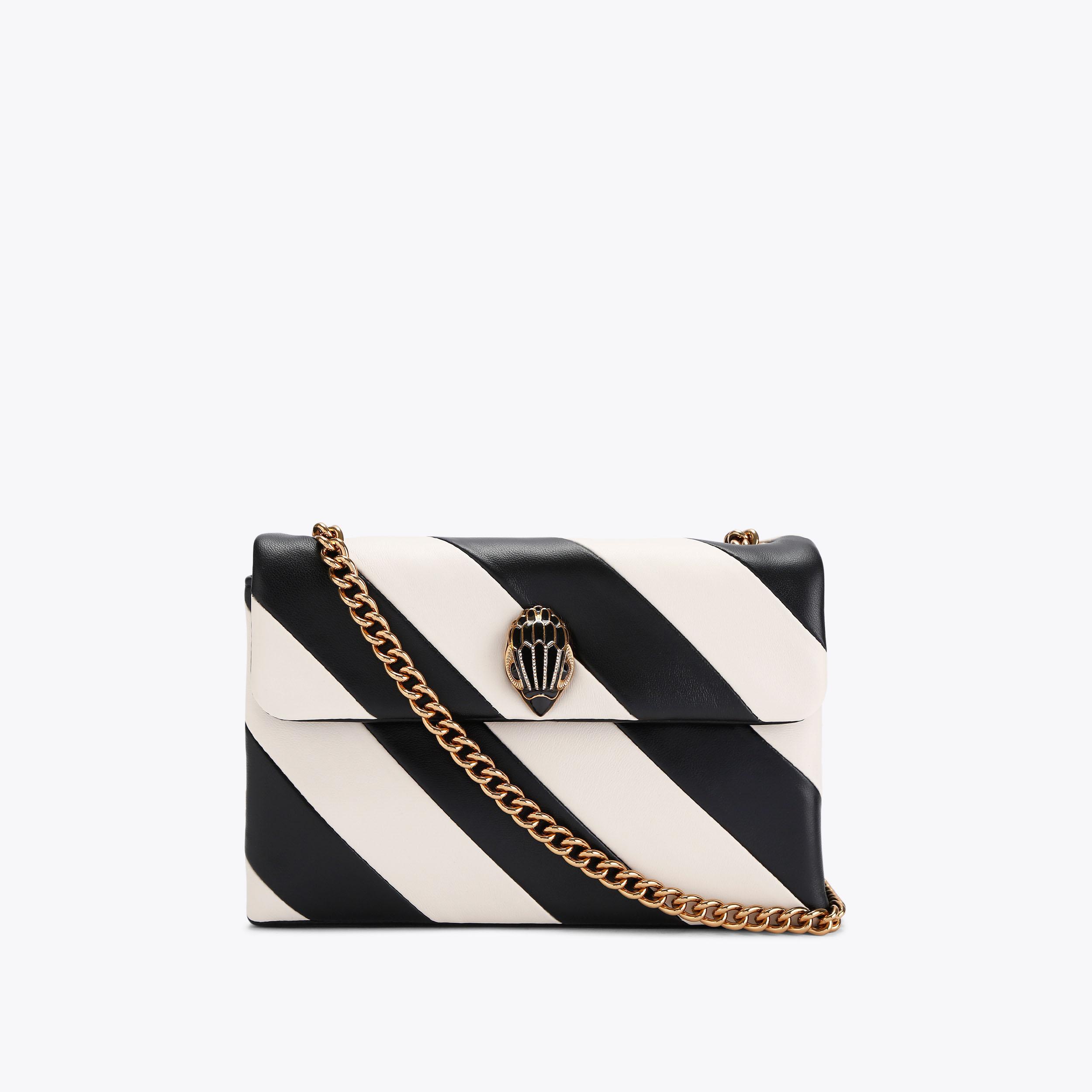 MEDIUM KENSINGTON L E Striped Leather Shoulder Bag by KURT GEIGER LONDON