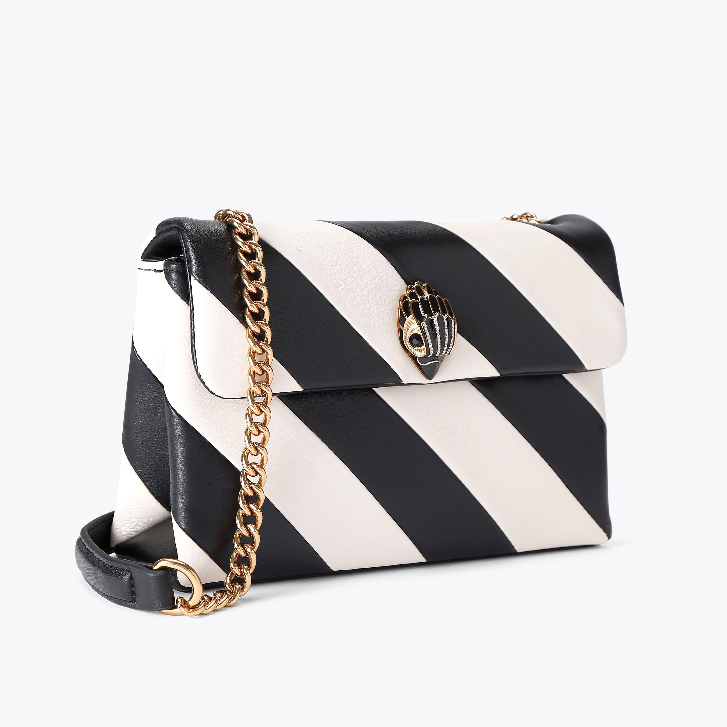 MEDIUM KENSINGTON L E Striped Leather Shoulder Bag by KURT GEIGER LONDON