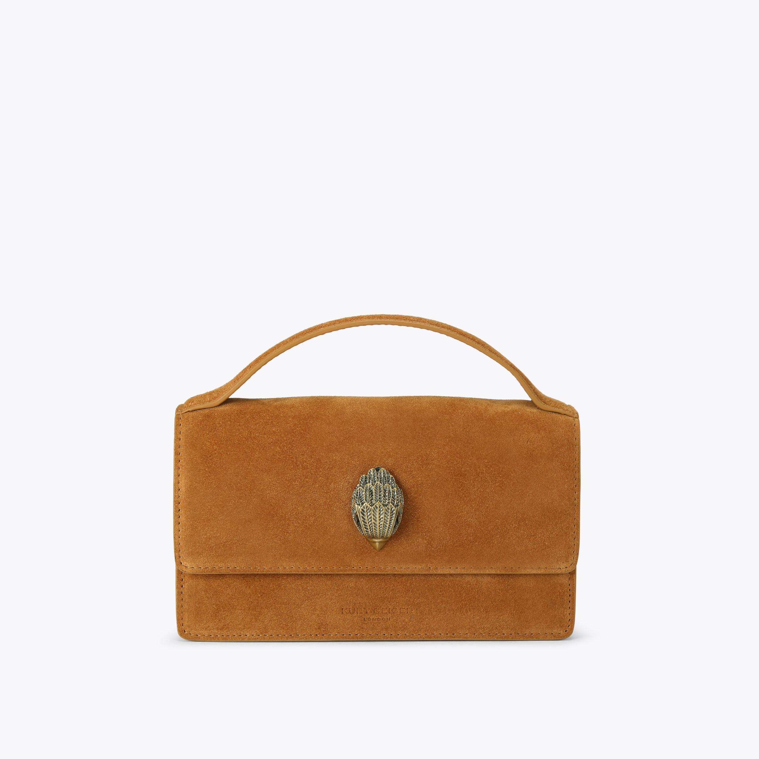 SM BOND TOP HANDLE BAG Tan Suede Cross Body Bag by KURT GEIGER LONDON