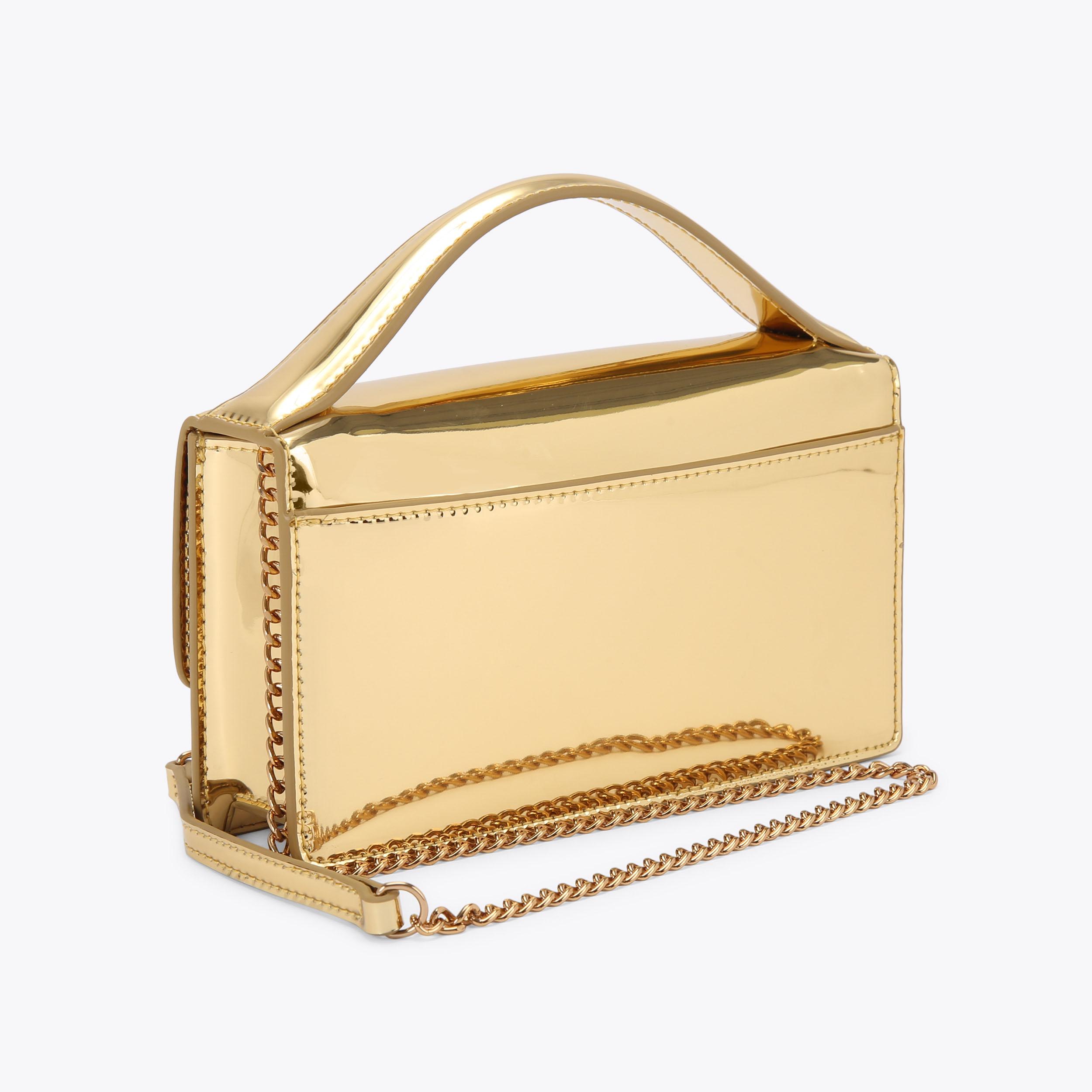 SM BOND TOP HANDLE BAG Metallic Gold Bond Handle Bag by KURT GEIGER LONDON