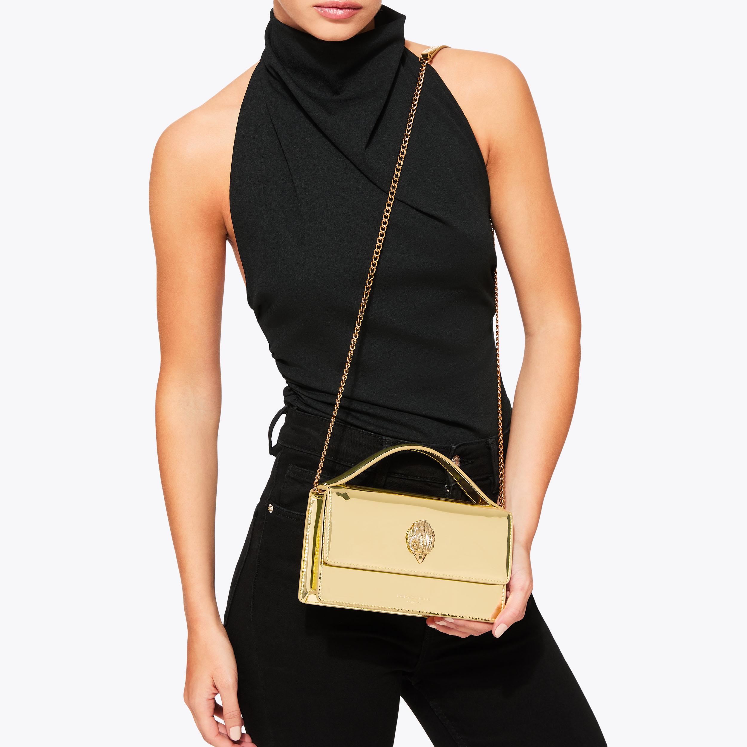 SM BOND TOP HANDLE BAG Metallic Gold Bond Handle Bag by KURT GEIGER LONDON