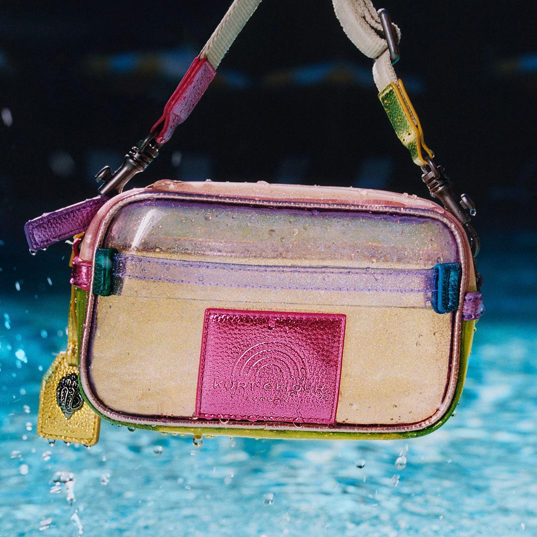 VINYL SOUTHBANK SM CAMERA Vinyl Glitter Southbank Bag by KURT GEIGER LONDON