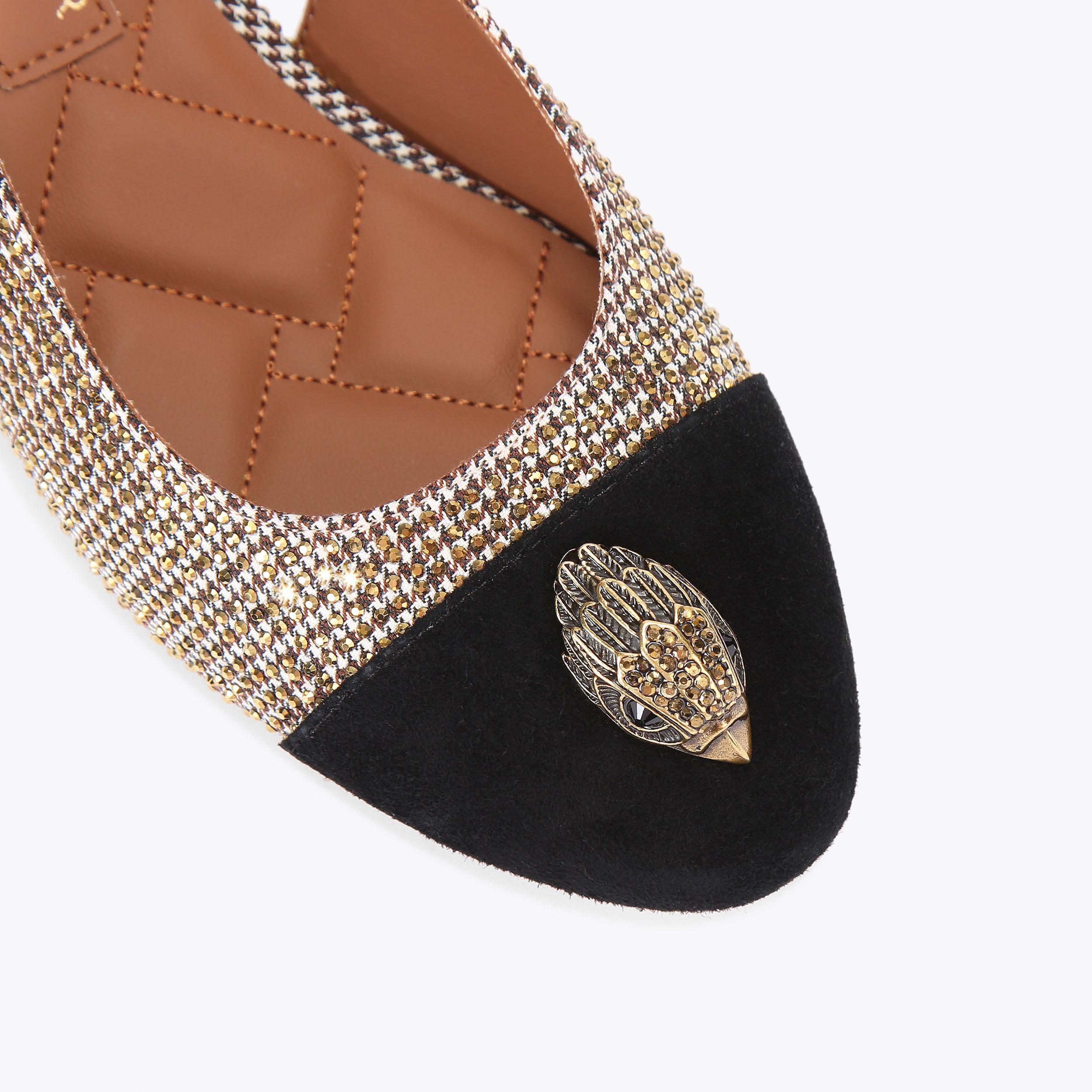 SLOANE MID SLINGBACK Beige Houndstooth Heels by KURT GEIGER LONDON