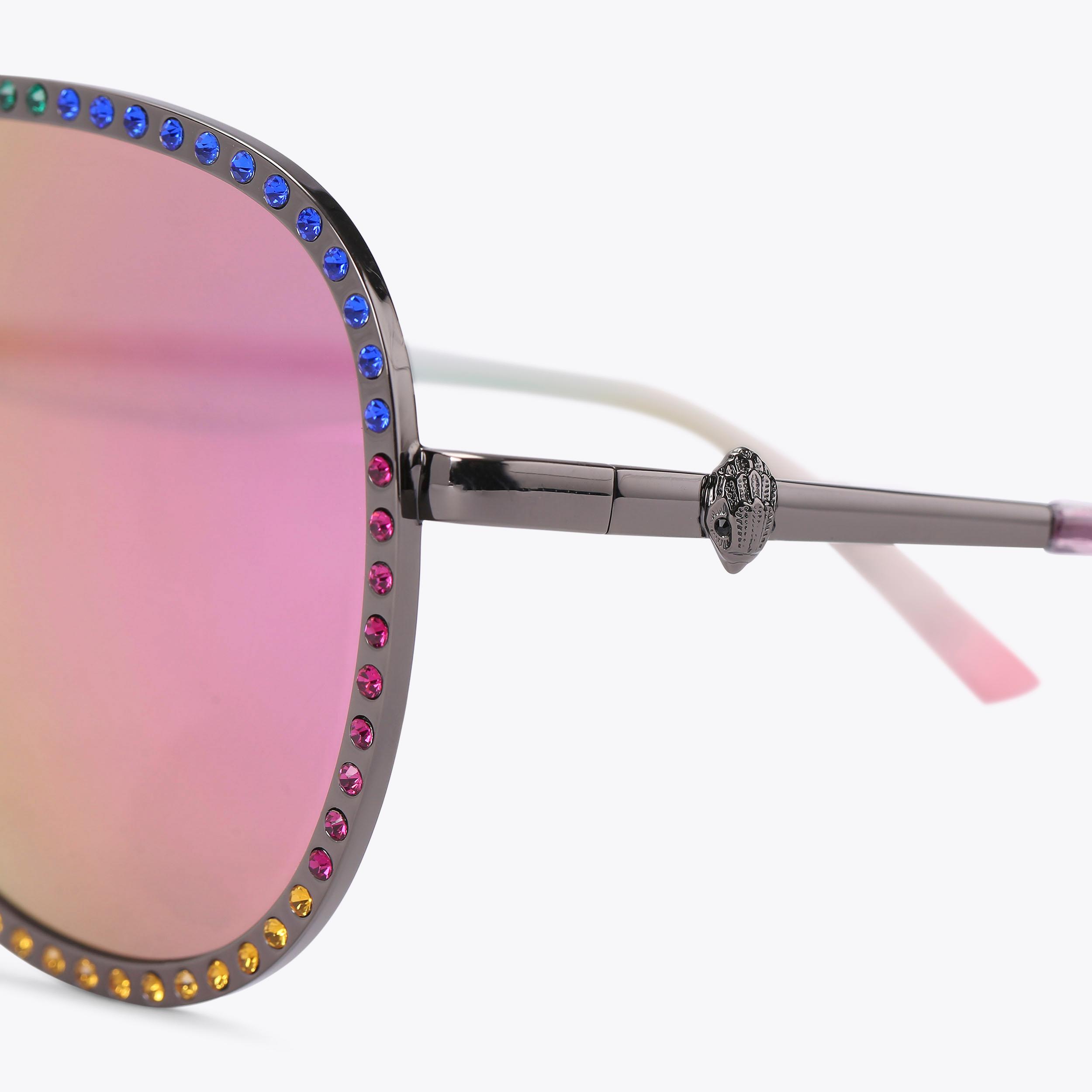 SHOREDITCH LG AVIATOR C Pink Tinted Aviator Sunglasses by KURT GEIGER ...