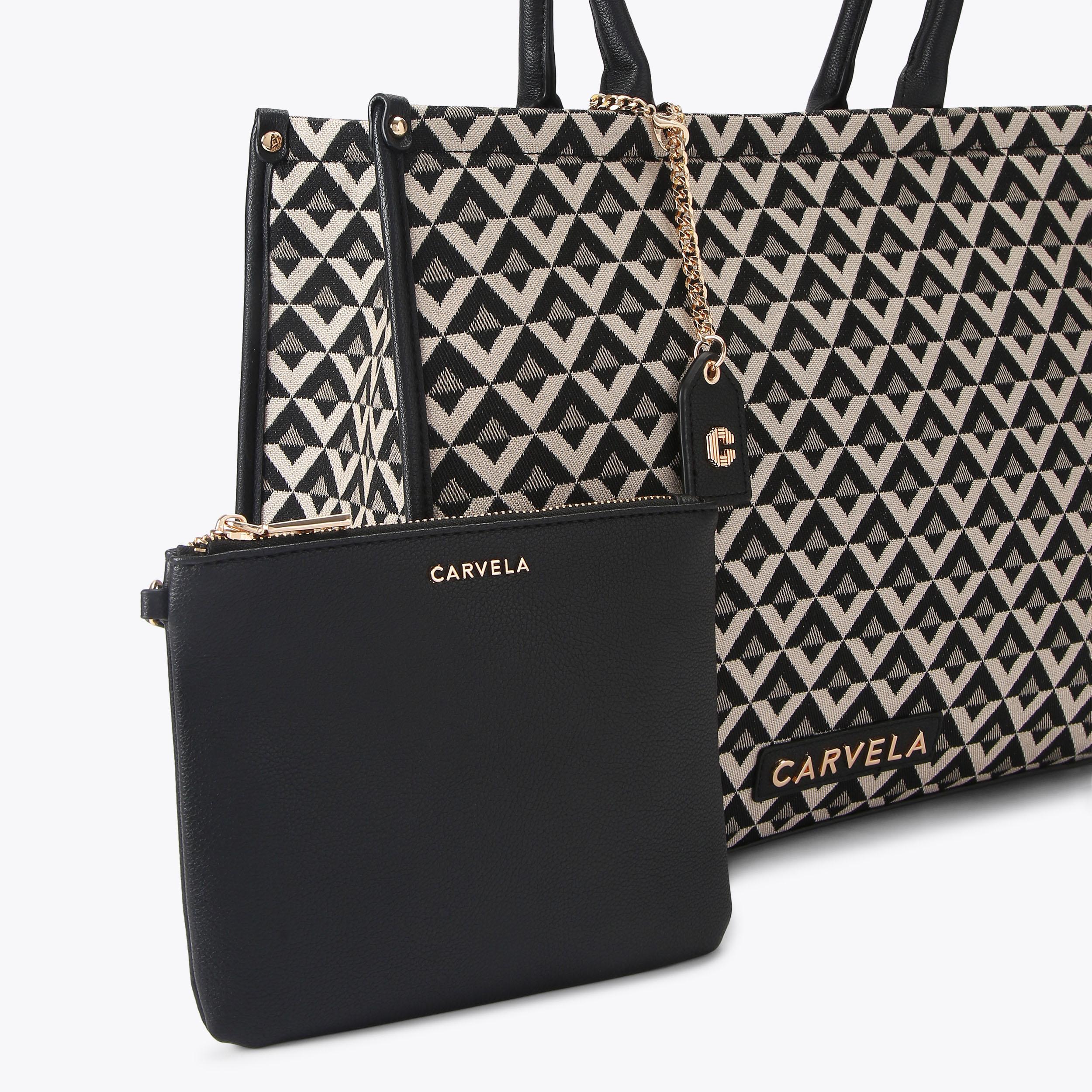 SORRENTO CHUCK IN TOTE Geometric Canvas Tote Bag by CARVELA