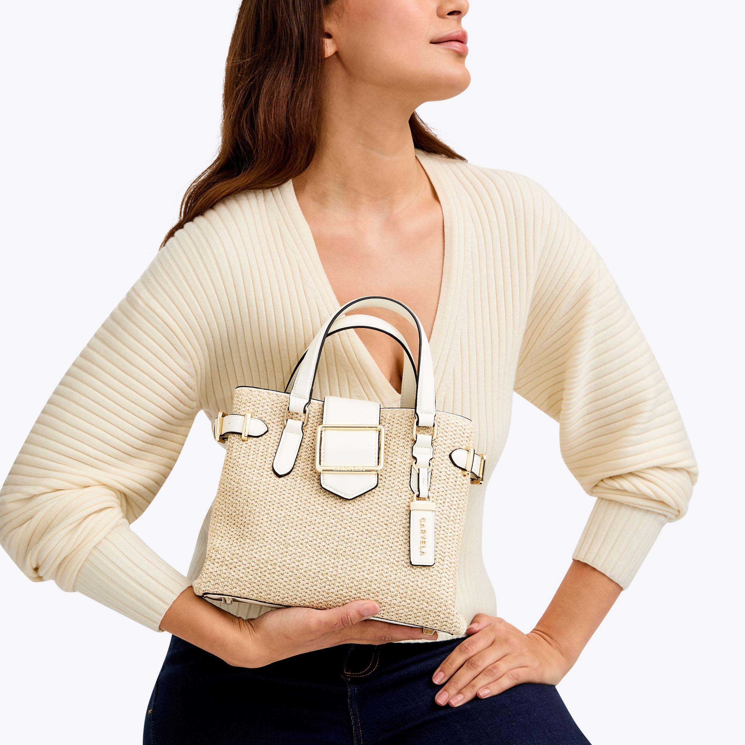 MIRCO MINDY Raffia Micro Tote Bag by CARVELA