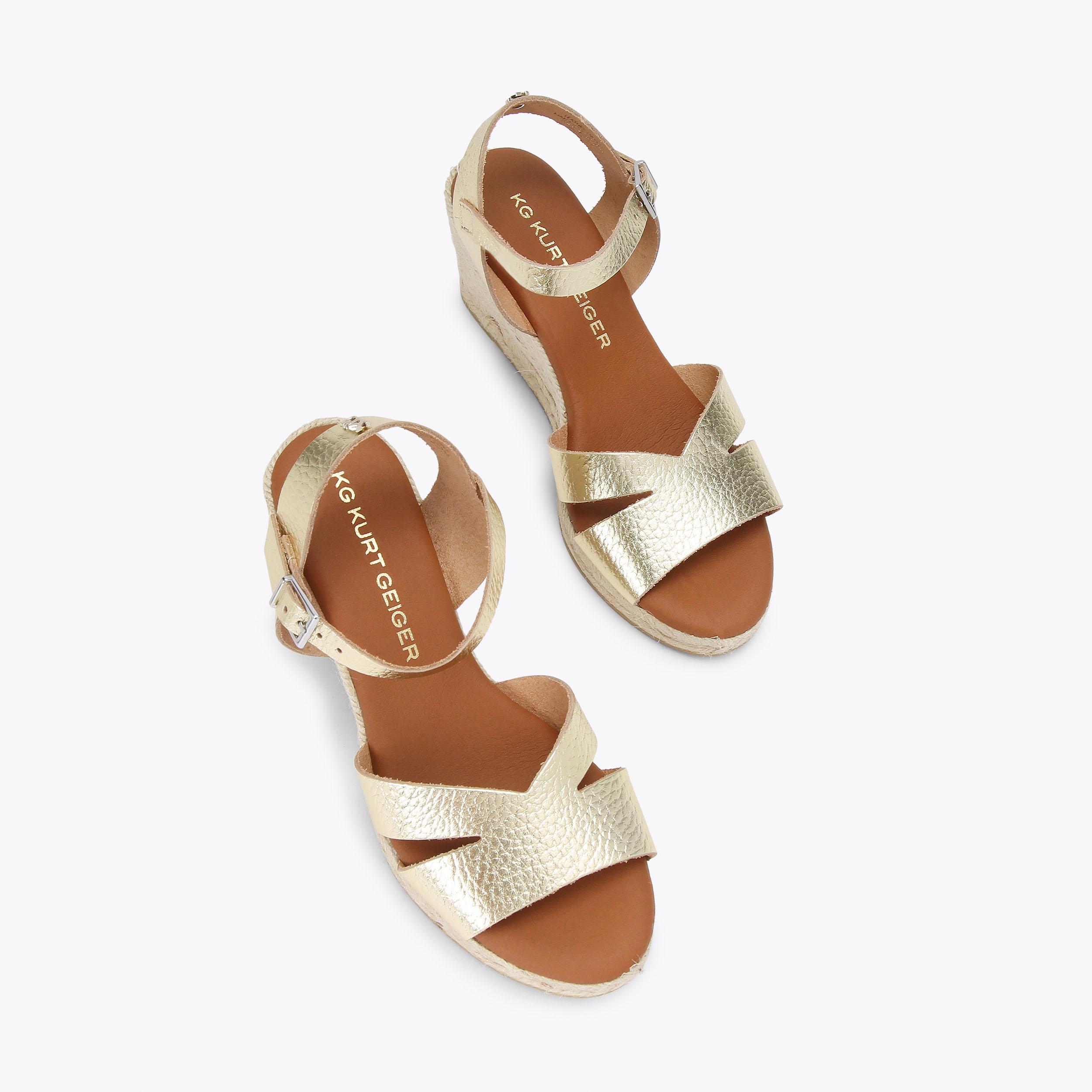 PAMA Gold Leather Wedge Heel by KG KURT GEIGER